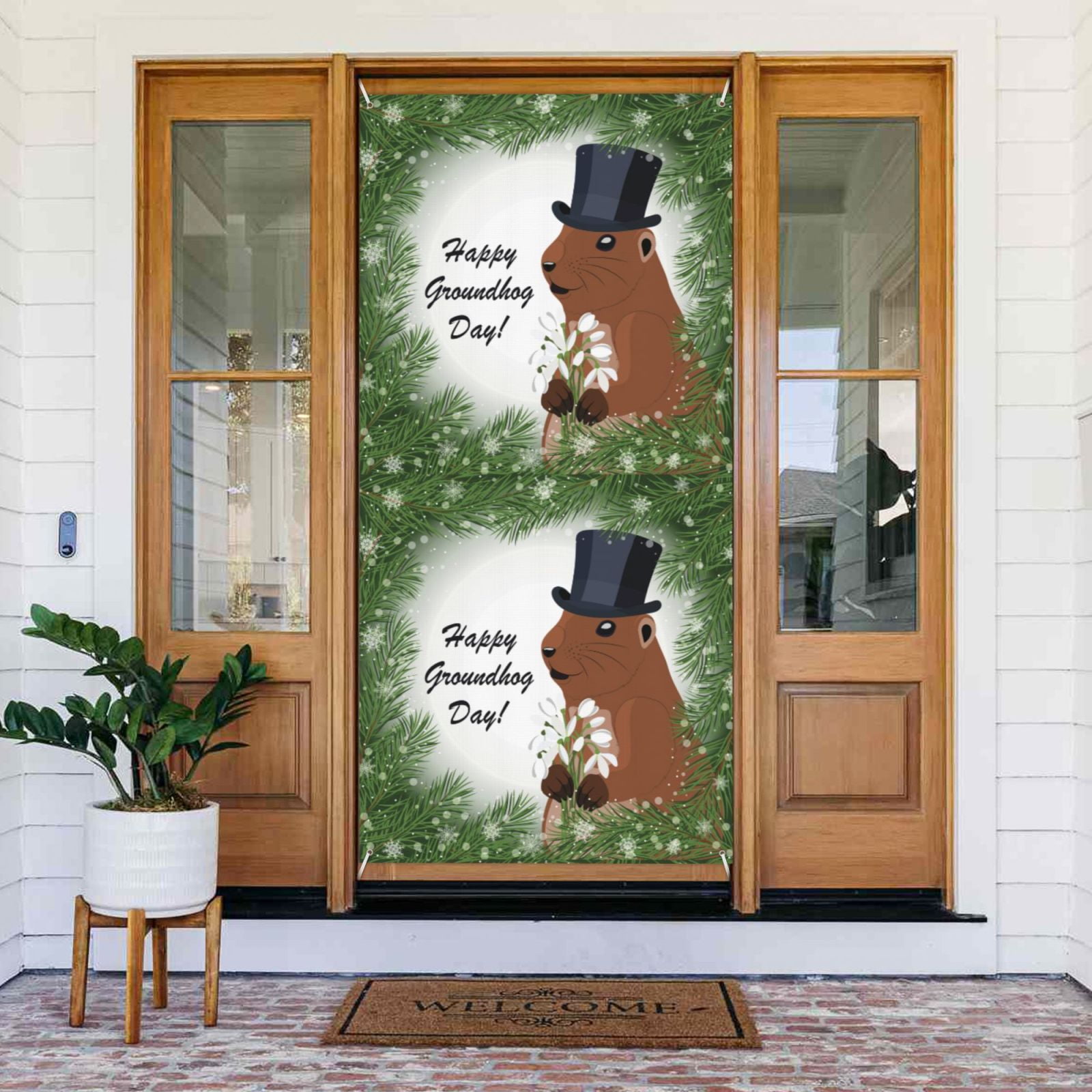 Happy Groundhog Day Door Cover Decoration Backdrop Banner Flag ...