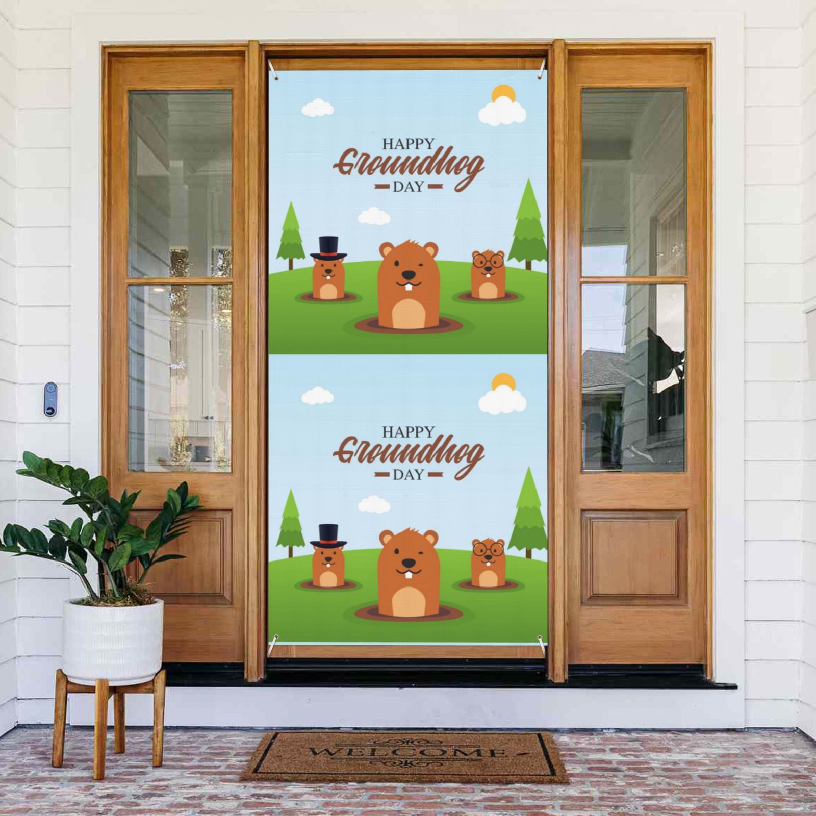 Happy Groundhog Day Door Cover Decoration Backdrop Banner Porch Sign ...