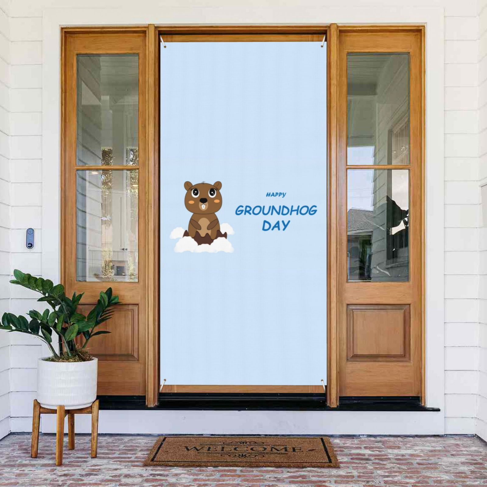 Happy Groundhog Day Door Cover Decoration Backdrop Banner Porch Sign ...