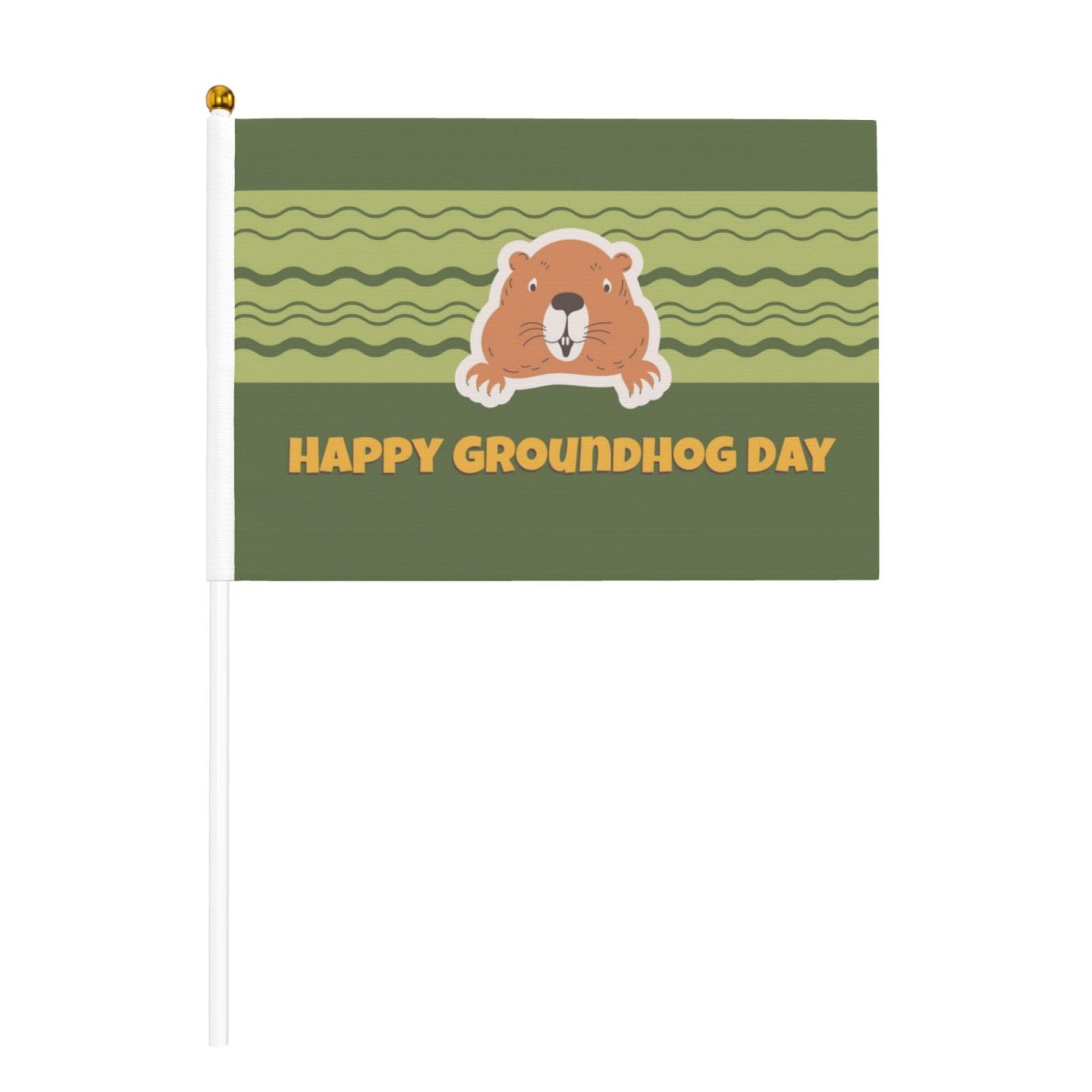 Happy Groundhog Day Flag Small Mini Hand Held Flags Small Miniature ...