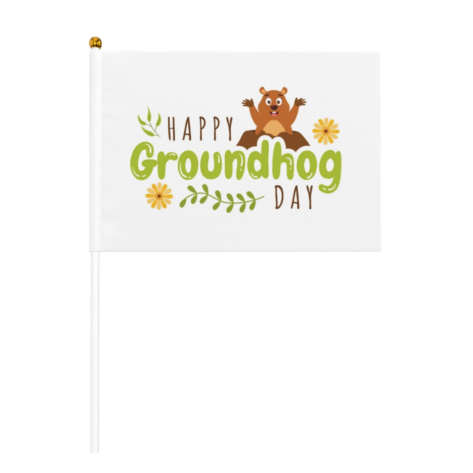 Happy Groundhog Day Flag Small Mini Hand Held Flags Small Miniature ...