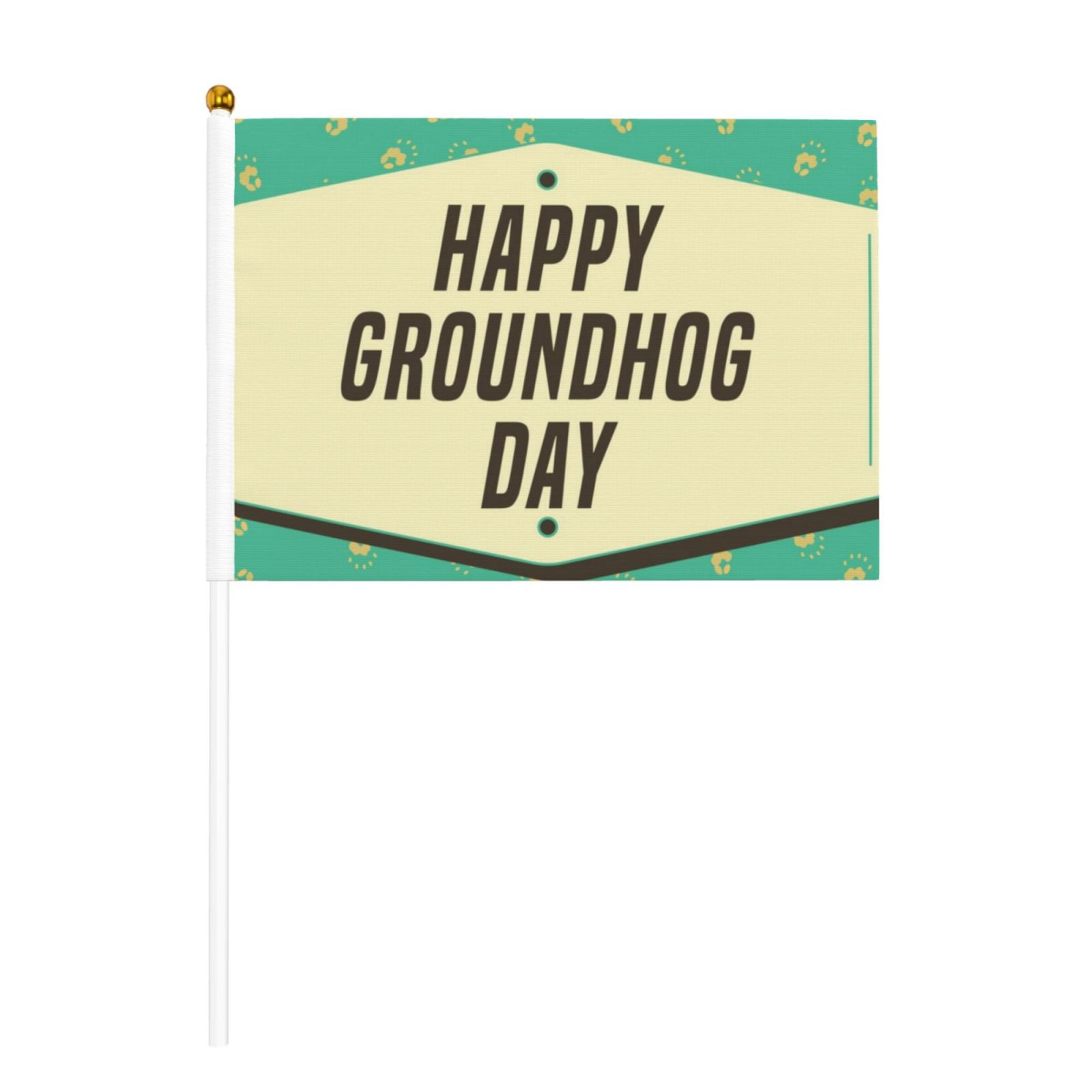 Happy Groundhog Day Flag Small Mini Hand Held Flags Small Miniature ...
