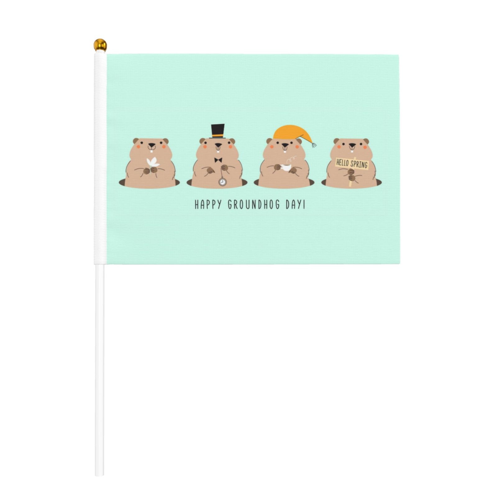 Happy Groundhog Day Flag Small Mini Hand Held Flags Small Miniature ...