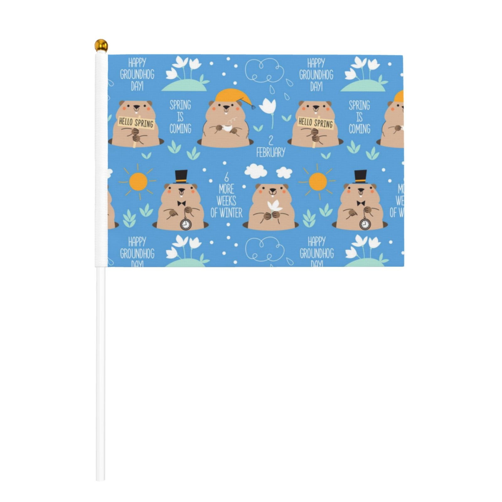Happy Groundhog Day Flag Small Mini Hand Held Flags Small Miniature ...