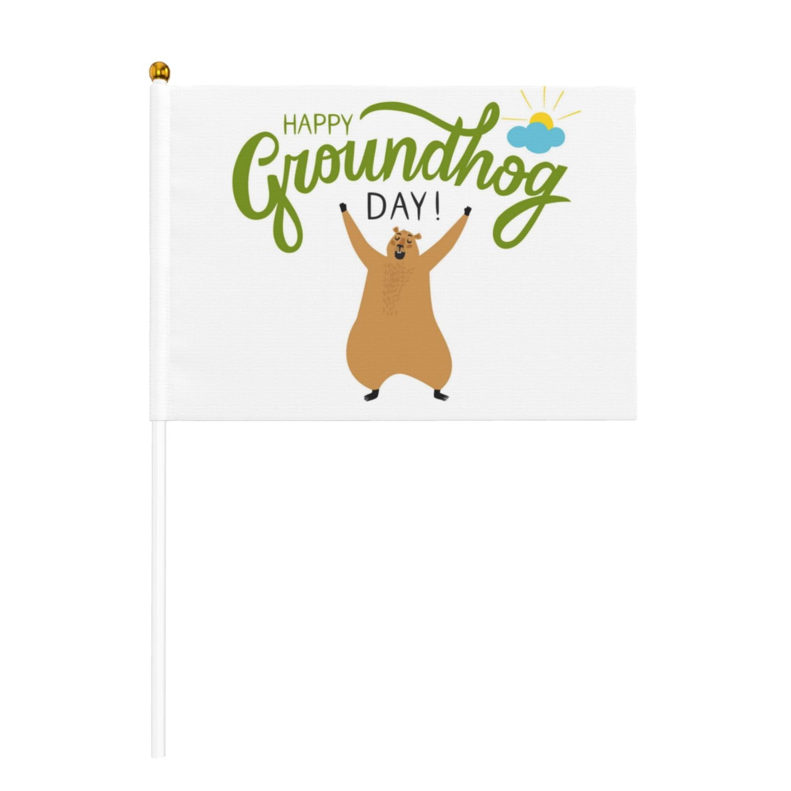 Happy Groundhog Day Flag Small Mini Hand Held Flags Small Miniature ...