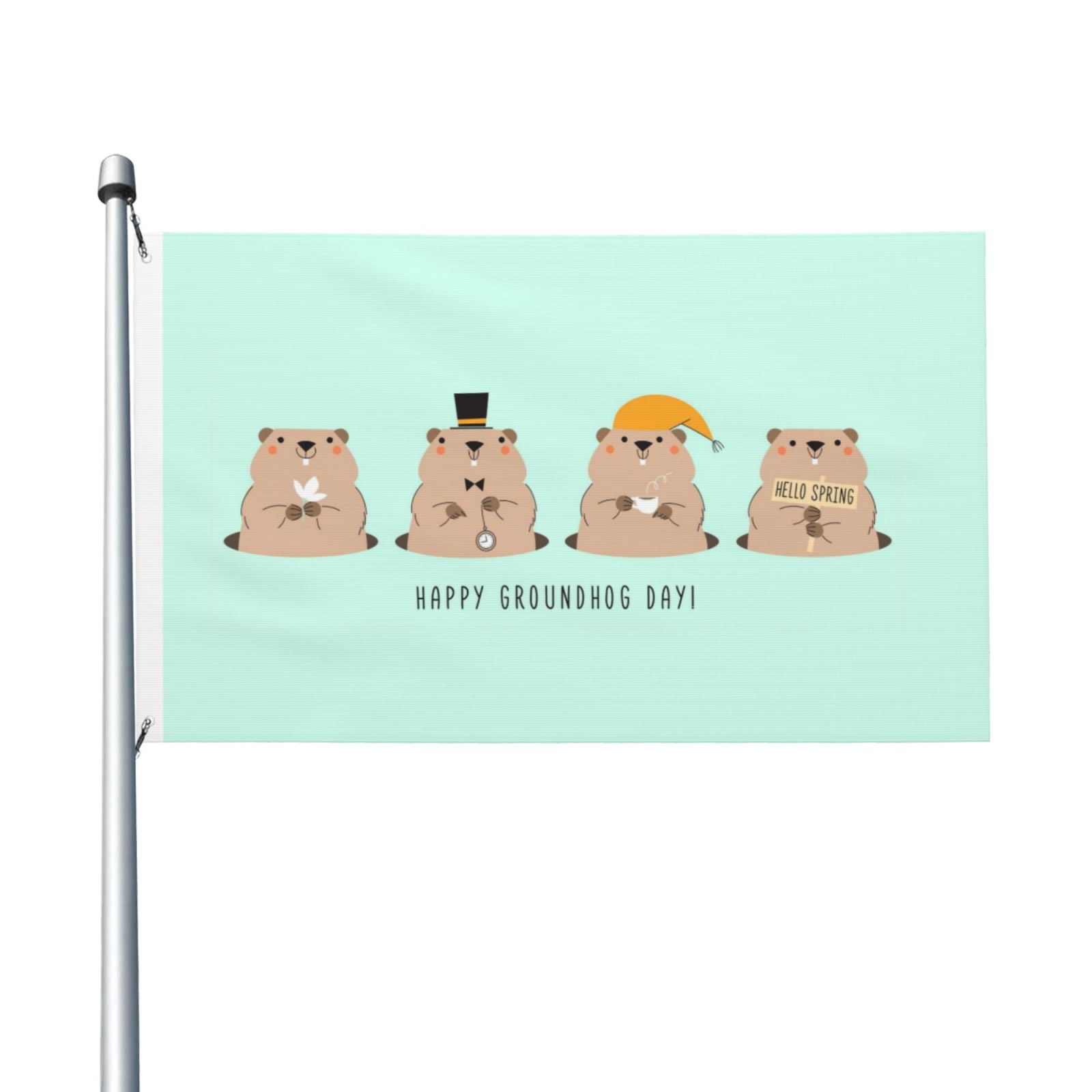 Happy Groundhog Day Garden Flags 3x5 Ft Decoration Double Side Print ...