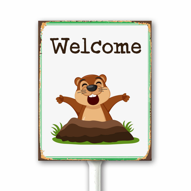 Happy Groundhog Day Welcome Sign Funny Groundhog Day Decor Sign 7 x 8.8 ...