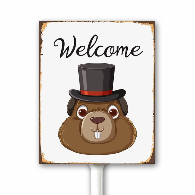 Happy Groundhog Day Welcome Sign Funny Groundhog Day Decor Sign 7 x 8.8 ...