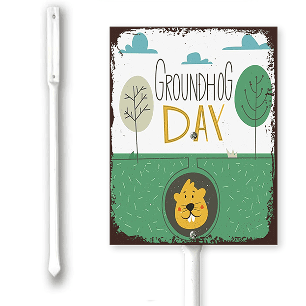 Happy Groundhog Day Yard Sign With Stakes Outdoor Lawn Yard Signs 4.6 x ...