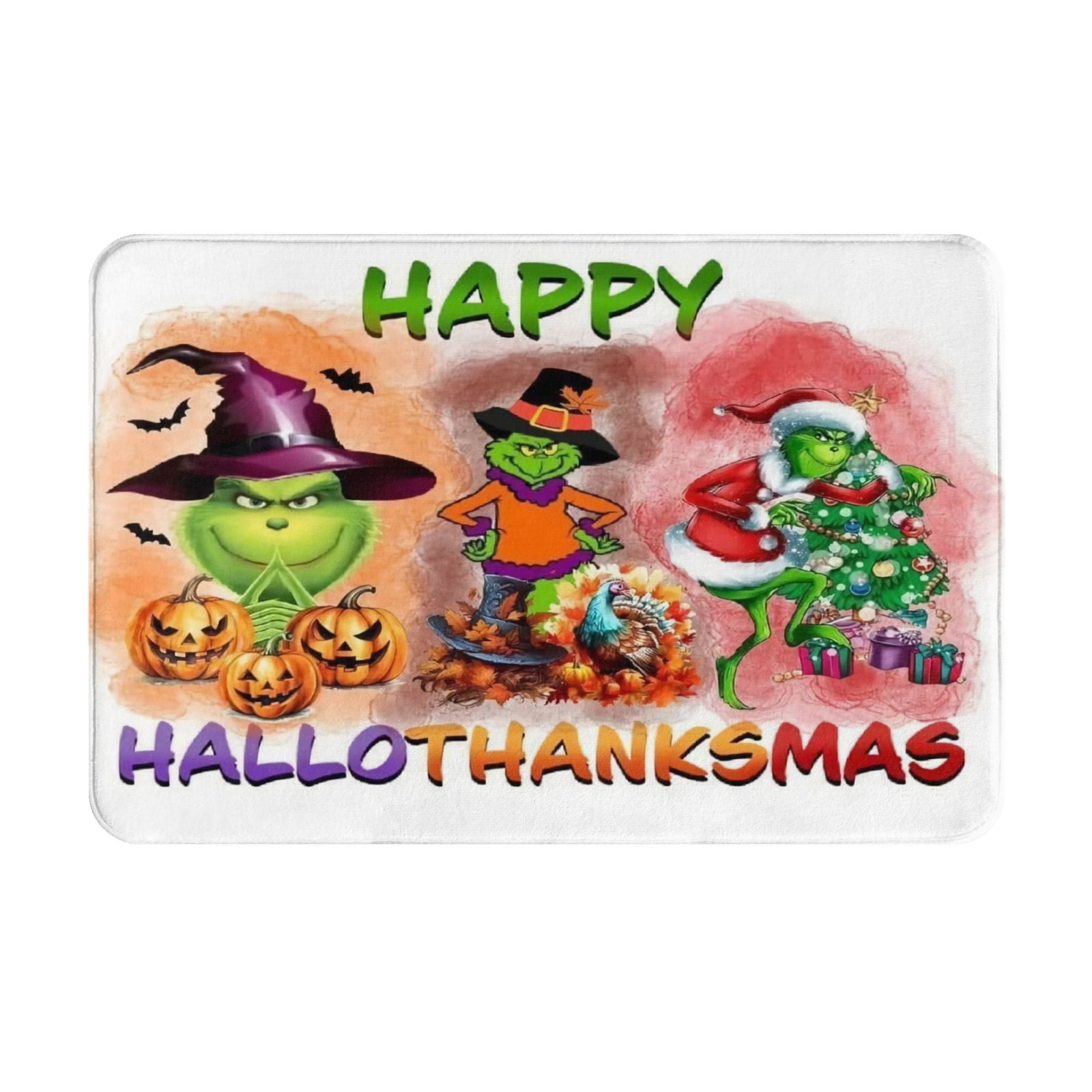 Happy Hallothanksmas Grinch Door Mat For Indoor Outdoor,Bathroom Rugs ...
