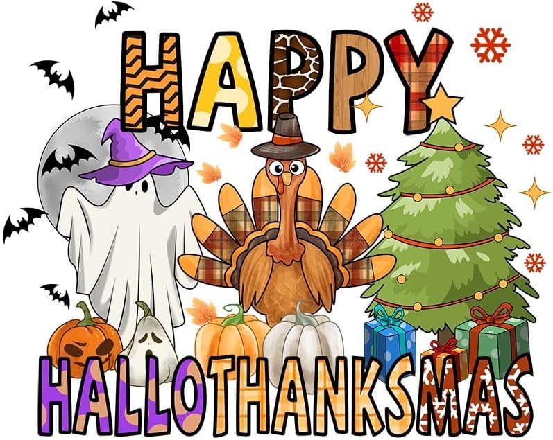 Happy Hallothanksmas Shower Curtain Turkey Halloween Thanksgiving ...