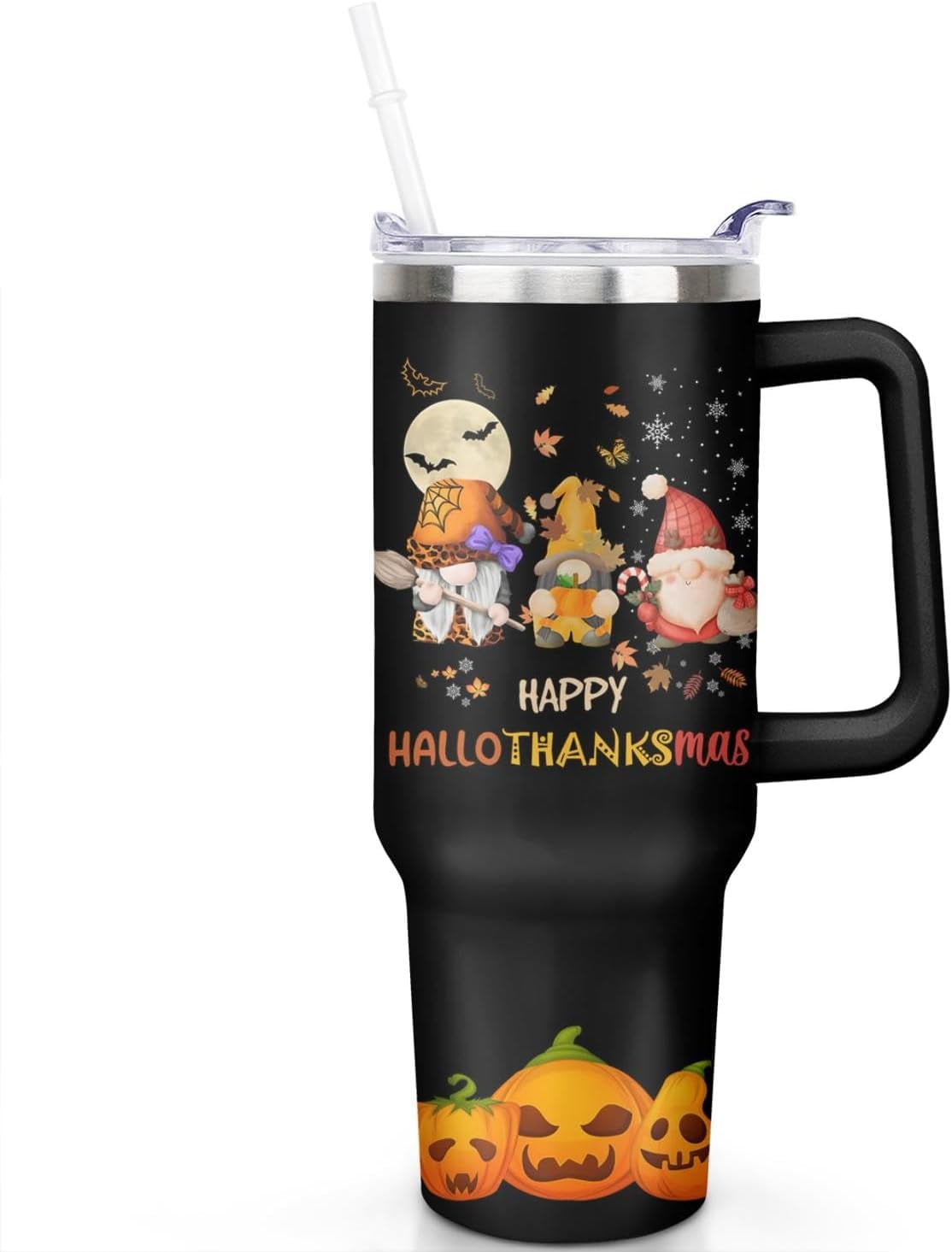 Happy Hallothanksmas Tumbler, Fall Cup 40 Oz Tumbler with Handle and ...
