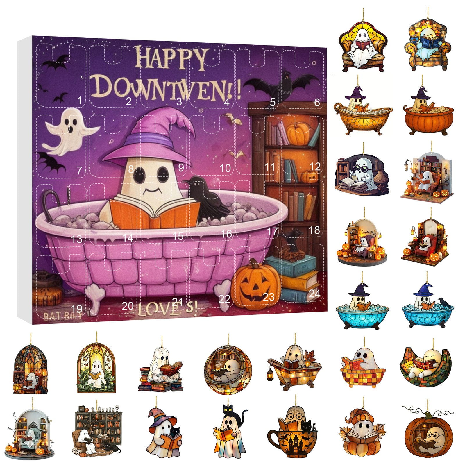 Happy Halloween 2D Hanging Ornament Advent Calendar with 24 Pieces ...