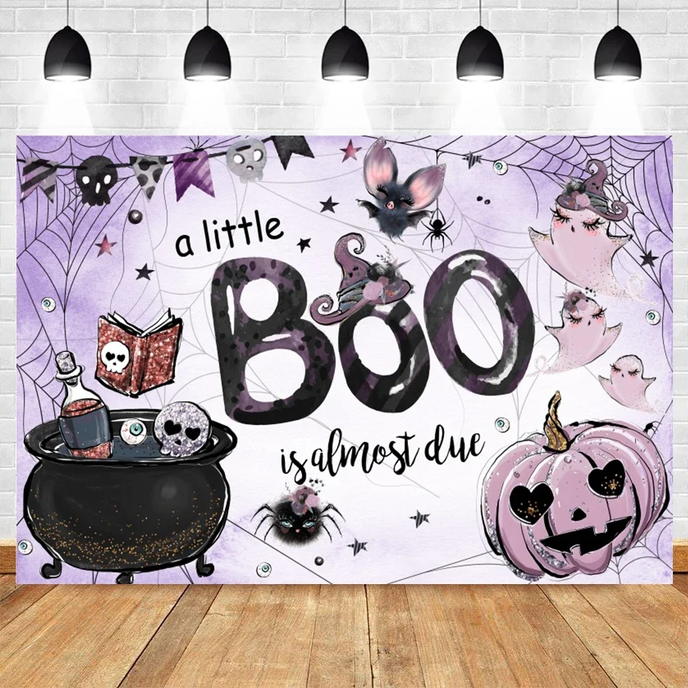 Happy Halloween Backdrop Horror Moon Pumpkin Witch Bat Castle A Little ...