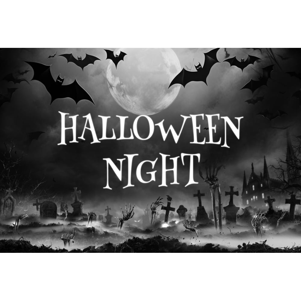 Happy Halloween Backdrop Horror Moon Pumpkin Witch Bat Castle Party r ...