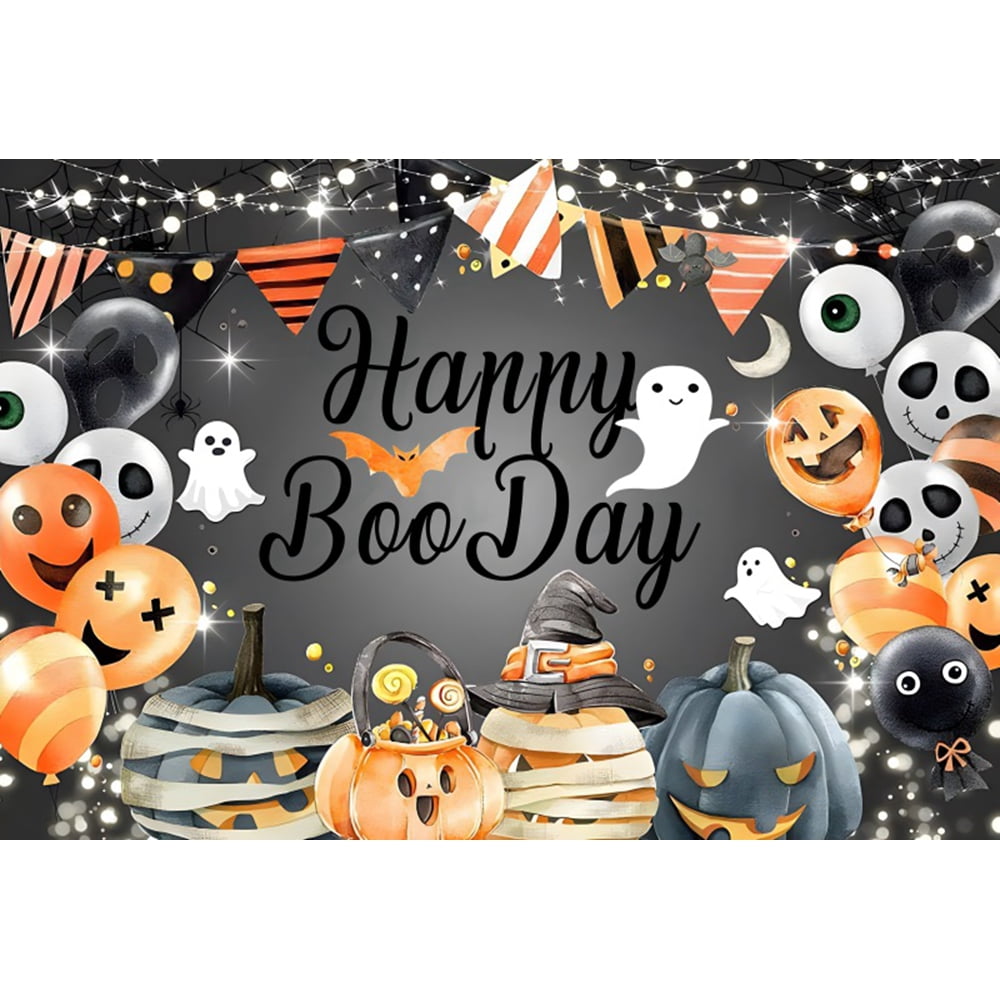 Happy Halloween Backdrop Horror Moon Pumpkin Witch Bat Castle Party r ...