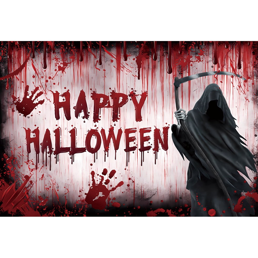 Happy Halloween Backdrop Horror Night Moon Scary Grave Shadow Skull ...
