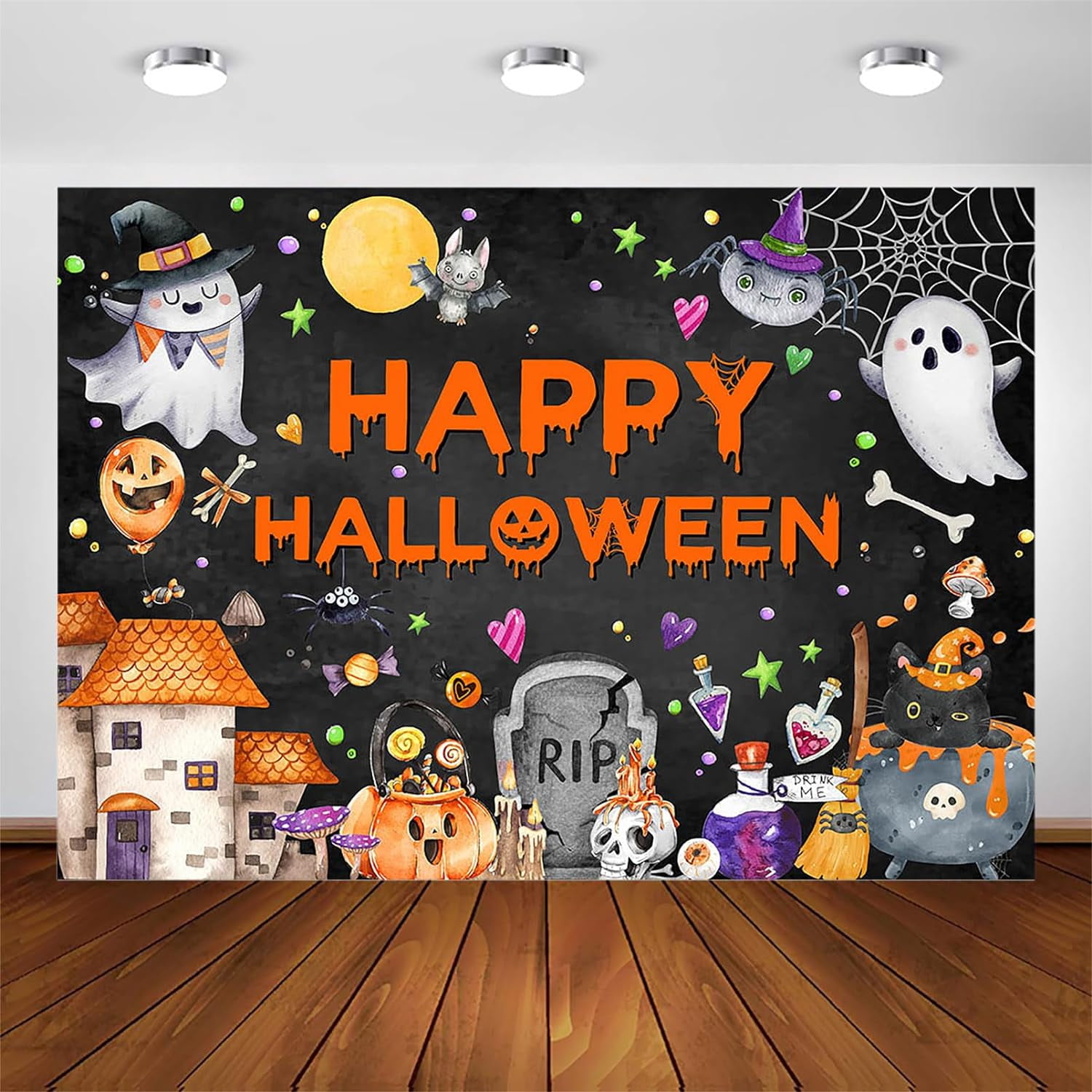 Happy Halloween Backdrop, Halloween Party Decorations Banner, Trick or ...