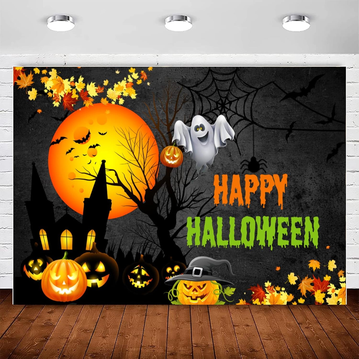 Happy Halloween Backdrop Pumpkin Lantern Ghost Photography Background ...