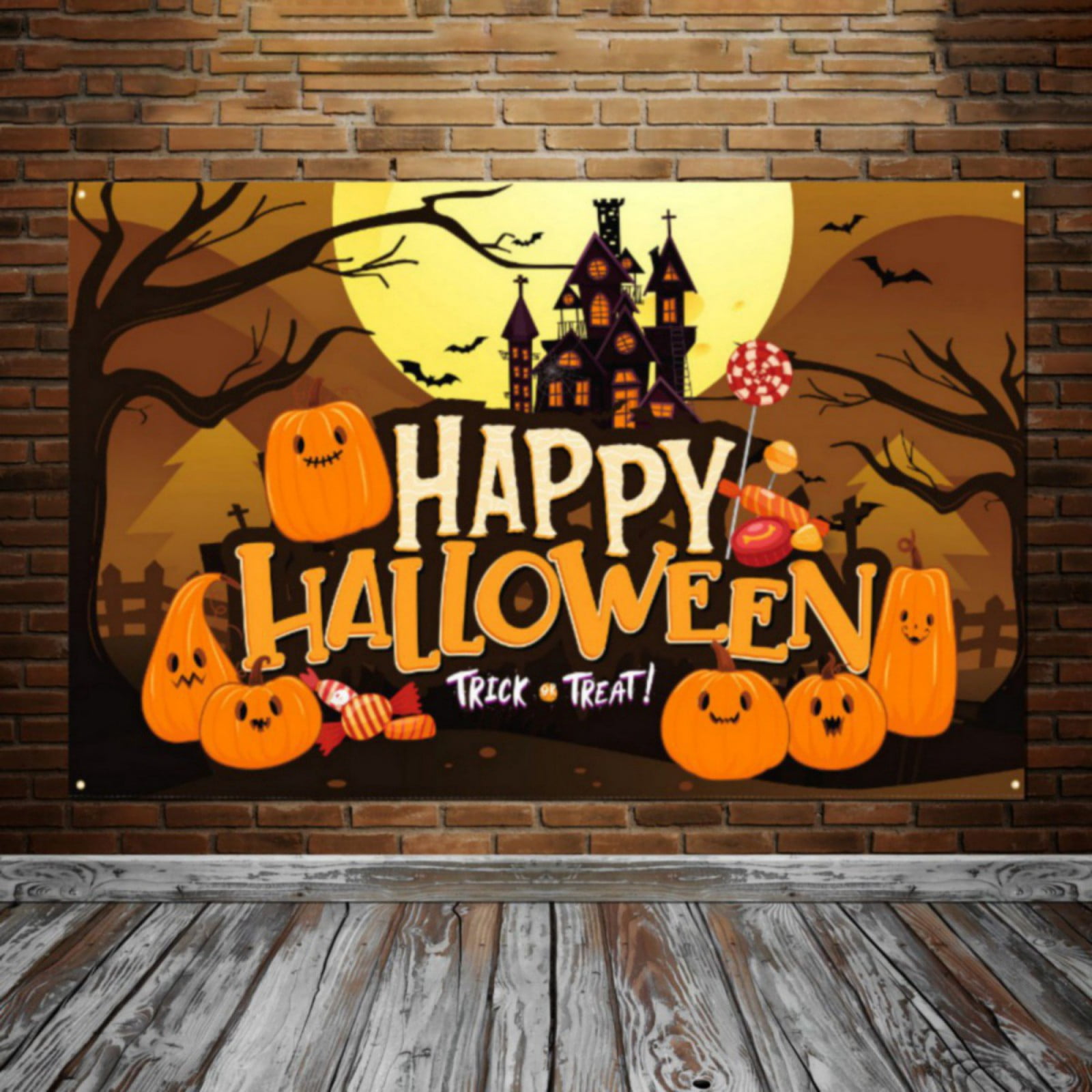 Happy Halloween Banner - 3.8x5.9FT Spooky Happy Halloween Backdrop ...