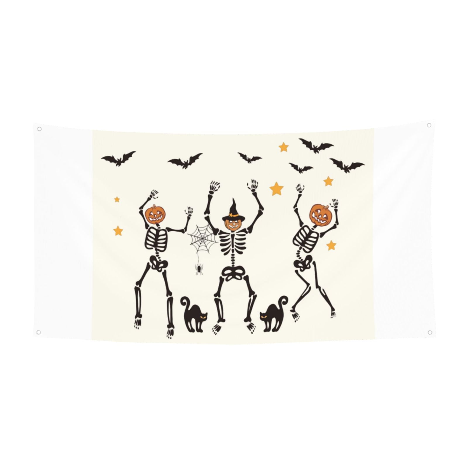 Happy Halloween Banner - Halloween Dancing Funny Skull Large Halloween ...