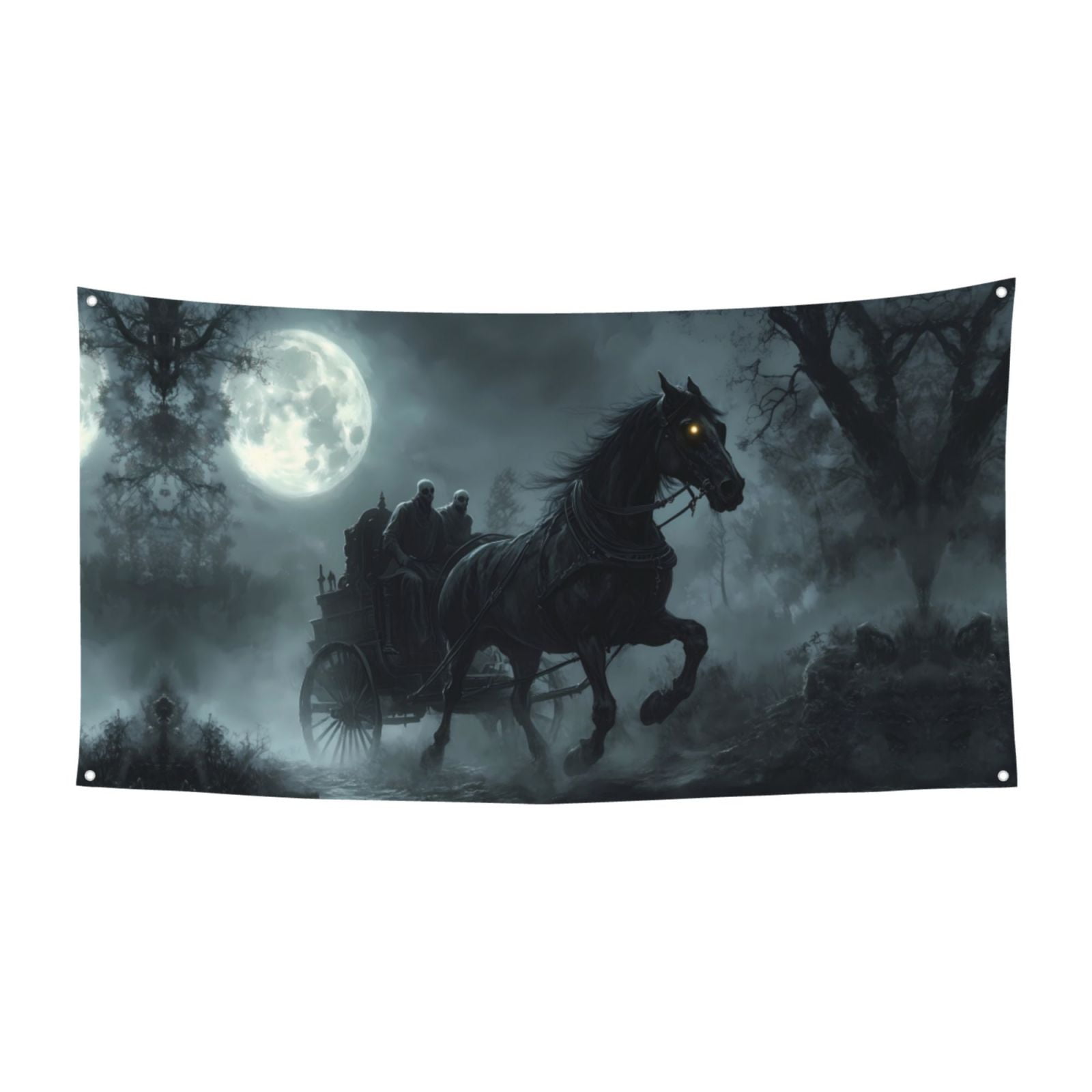 Happy Halloween Banner - Halloween Forest Skeleton Carriage A Large ...