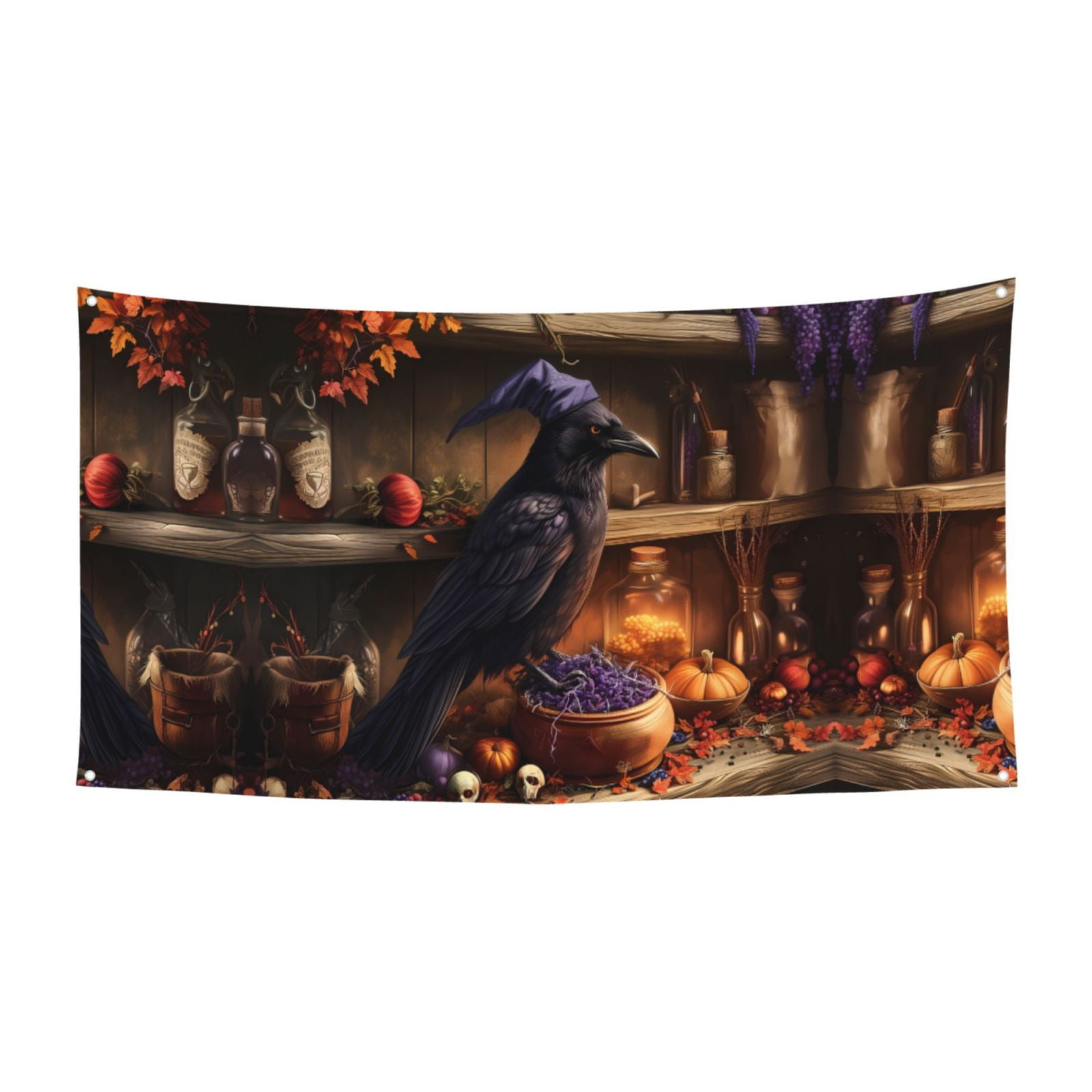 Happy Halloween Banner - Halloween Kitchen Crow Large Halloween ...
