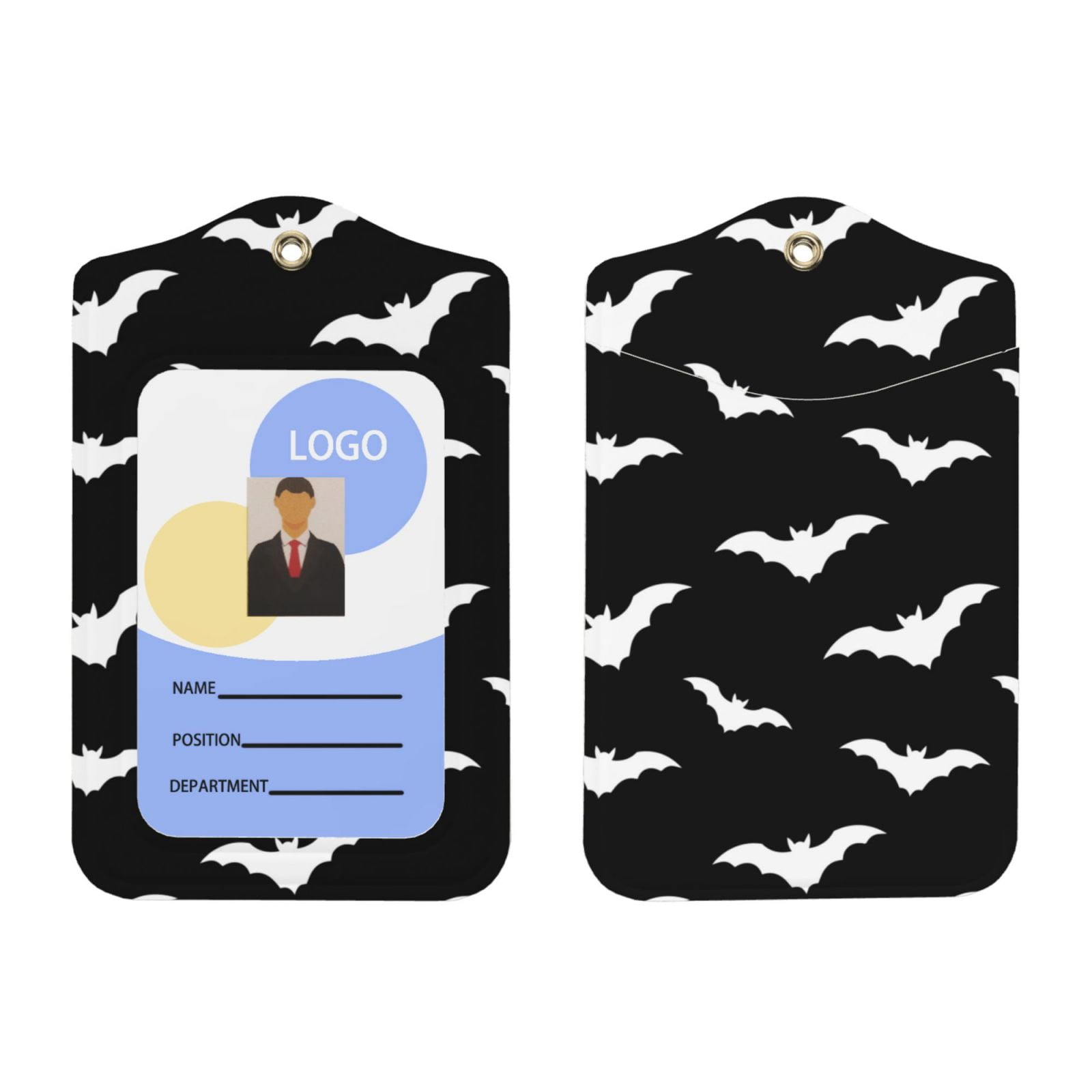 Happy Halloween Bat Id Card Badge Leather Holder Case Protector For Key ...