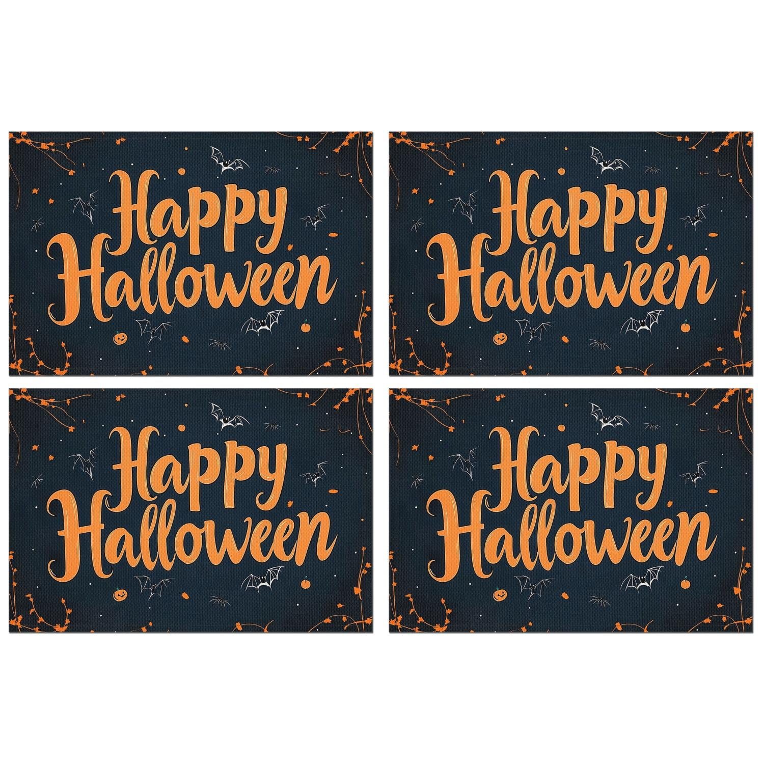 Happy Halloween Bat Spider Placemats Set of 4 Autumn Halloween Place ...