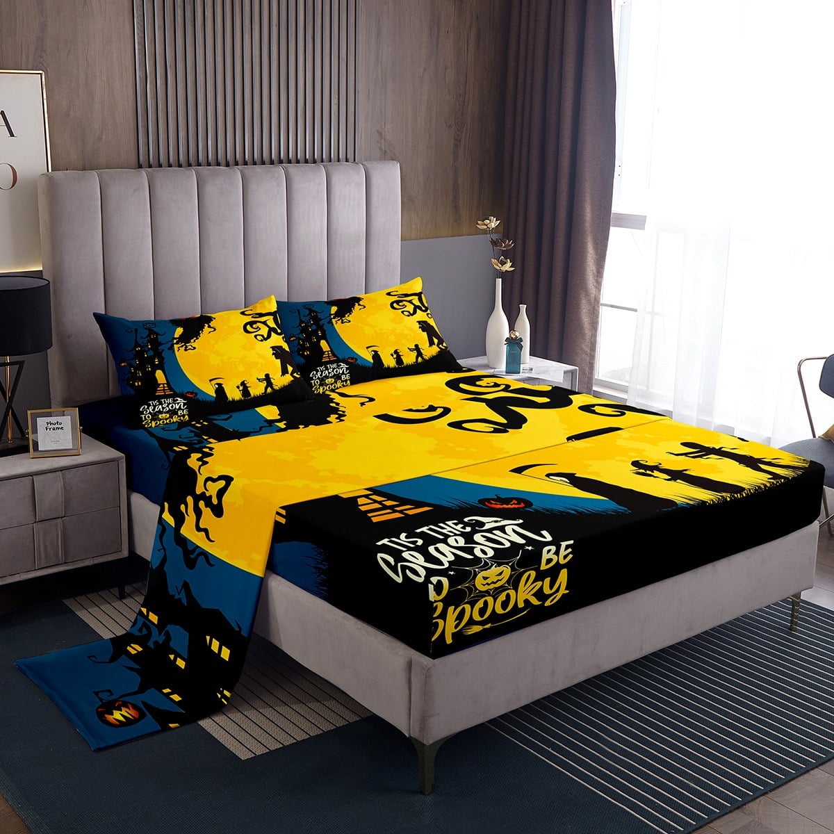 Happy Halloween Bedding Set Full Size,Gothic Witch Bed Sheets Set for ...