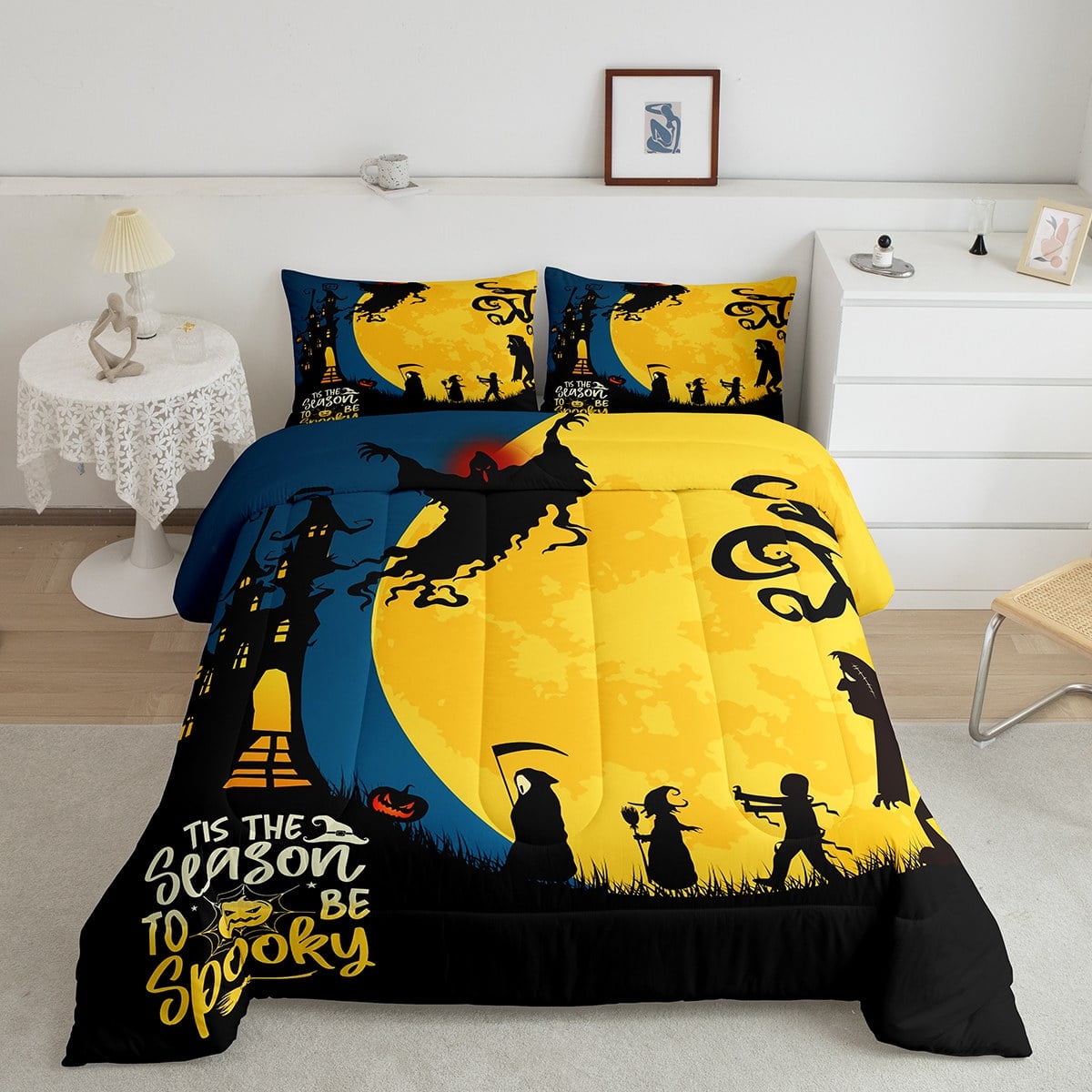Happy Halloween Bedding Set Full Size,Gothic Witch Comforter Set ...