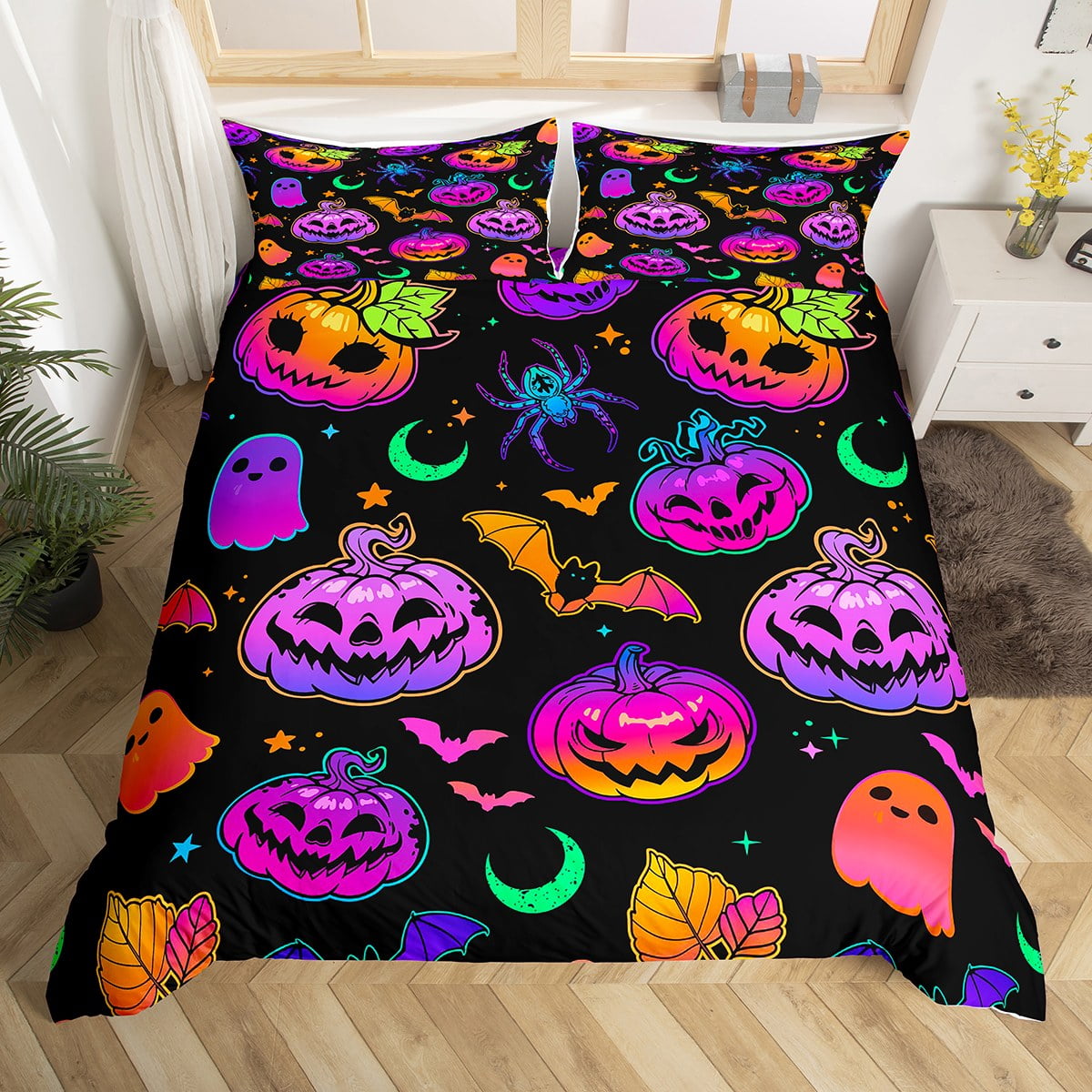 Happy Halloween Bedding Set Kids Cartoon Pumpkin Lantern Comforter ...