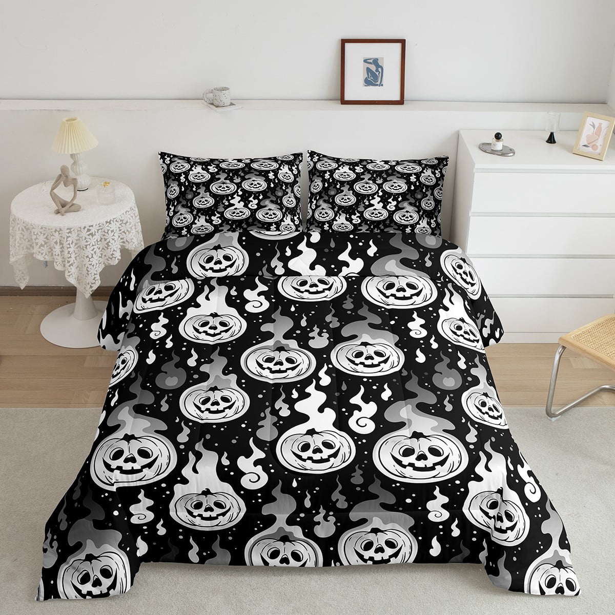 Happy Halloween Bedding Set Twin Pumpkin Lantern Comforter Set Gradient ...