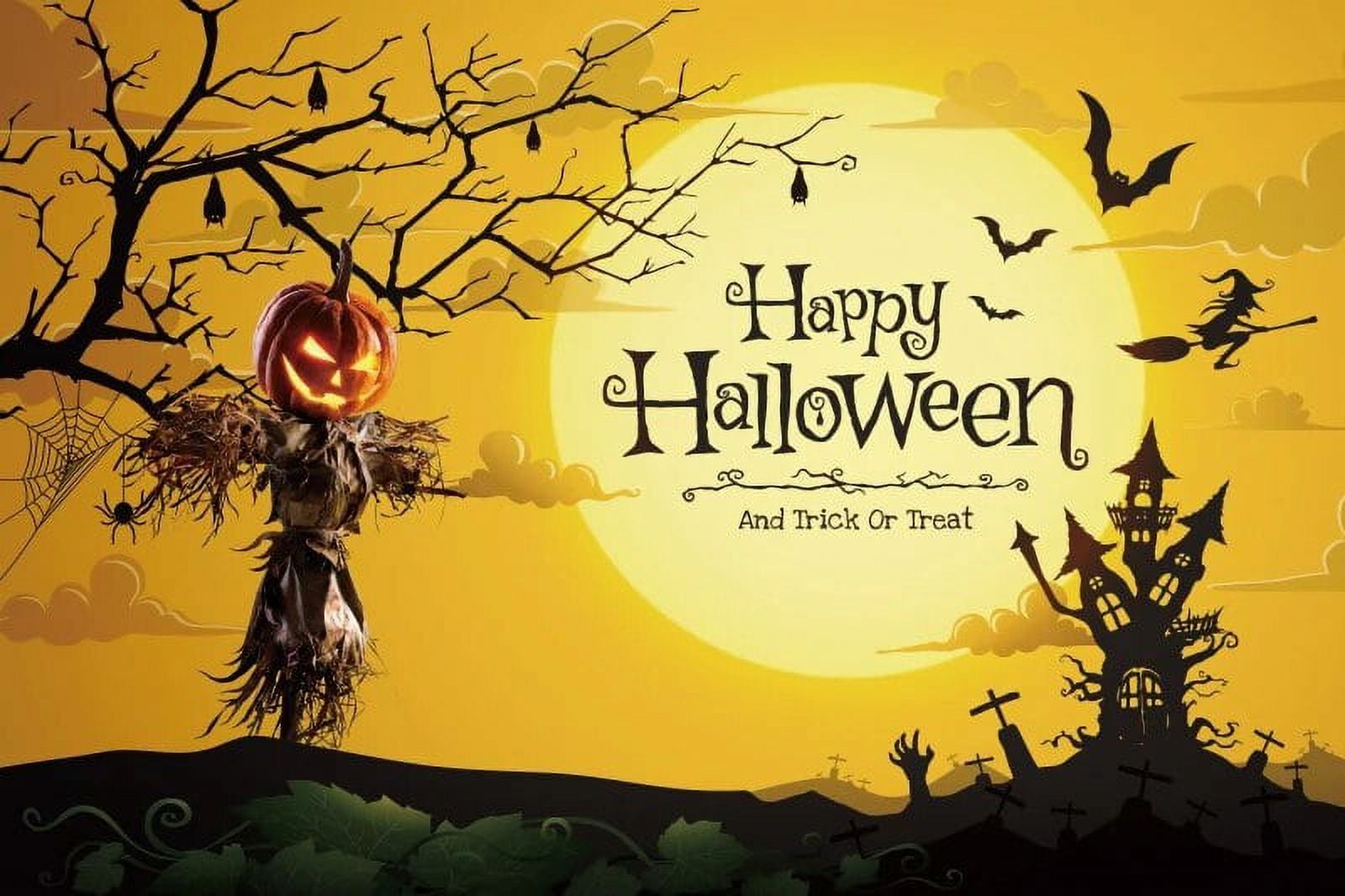 Happy Halloween Birthday Background Pumpkin Castle Full Moon Kids Trick or Treat Portrait ...