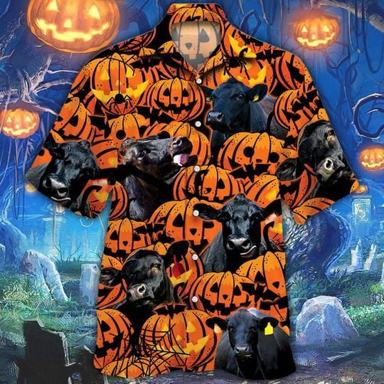 Happy Halloween Black Angus Pumpkin All Over Printed Hawaiian Shirt ...