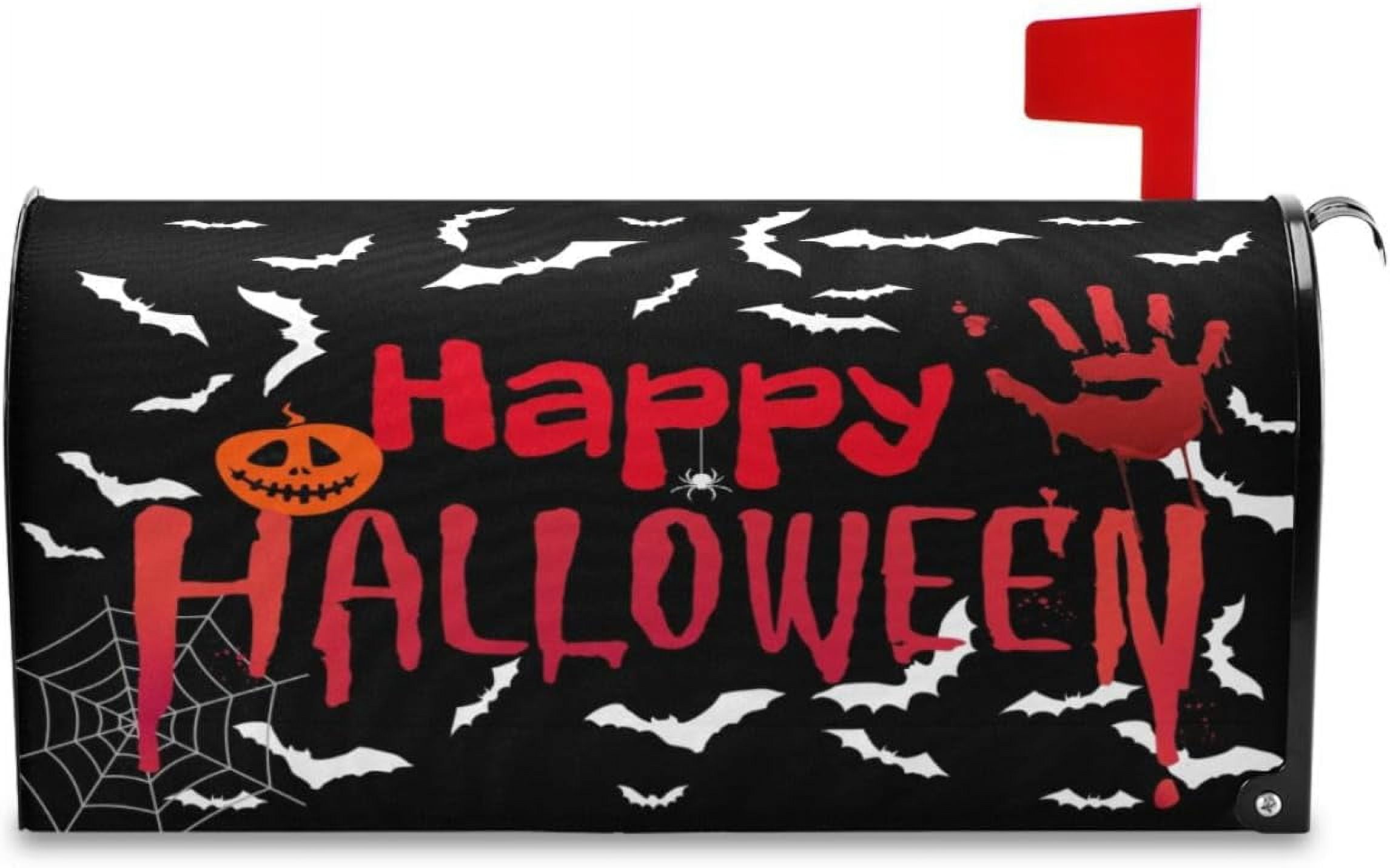 Happy Halloween Black Bat Mailbox Cover Magnetic Spooky Bloody Hand ...