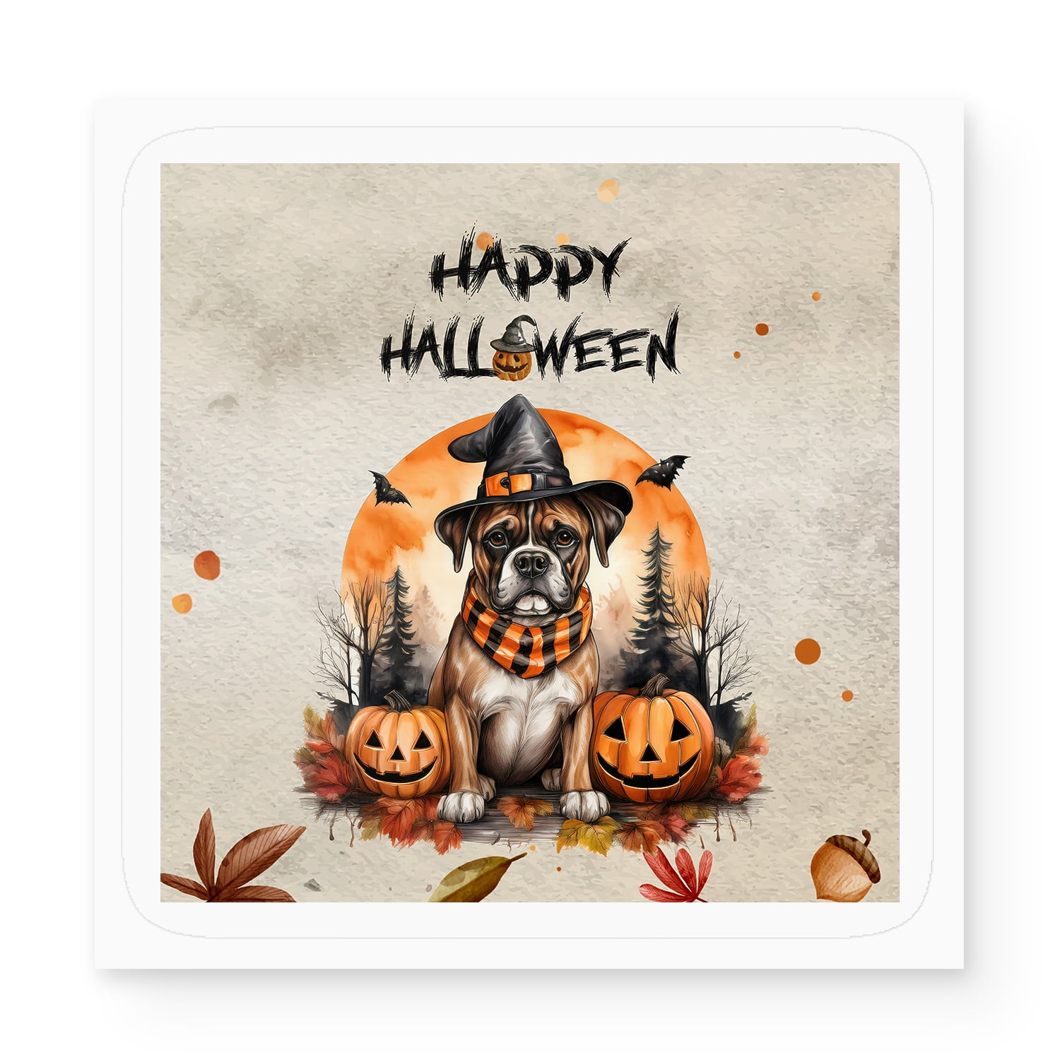 Happy Halloween Boxer Witches Hat Pumpkin Carving Vinyl Sticker Boxers ...