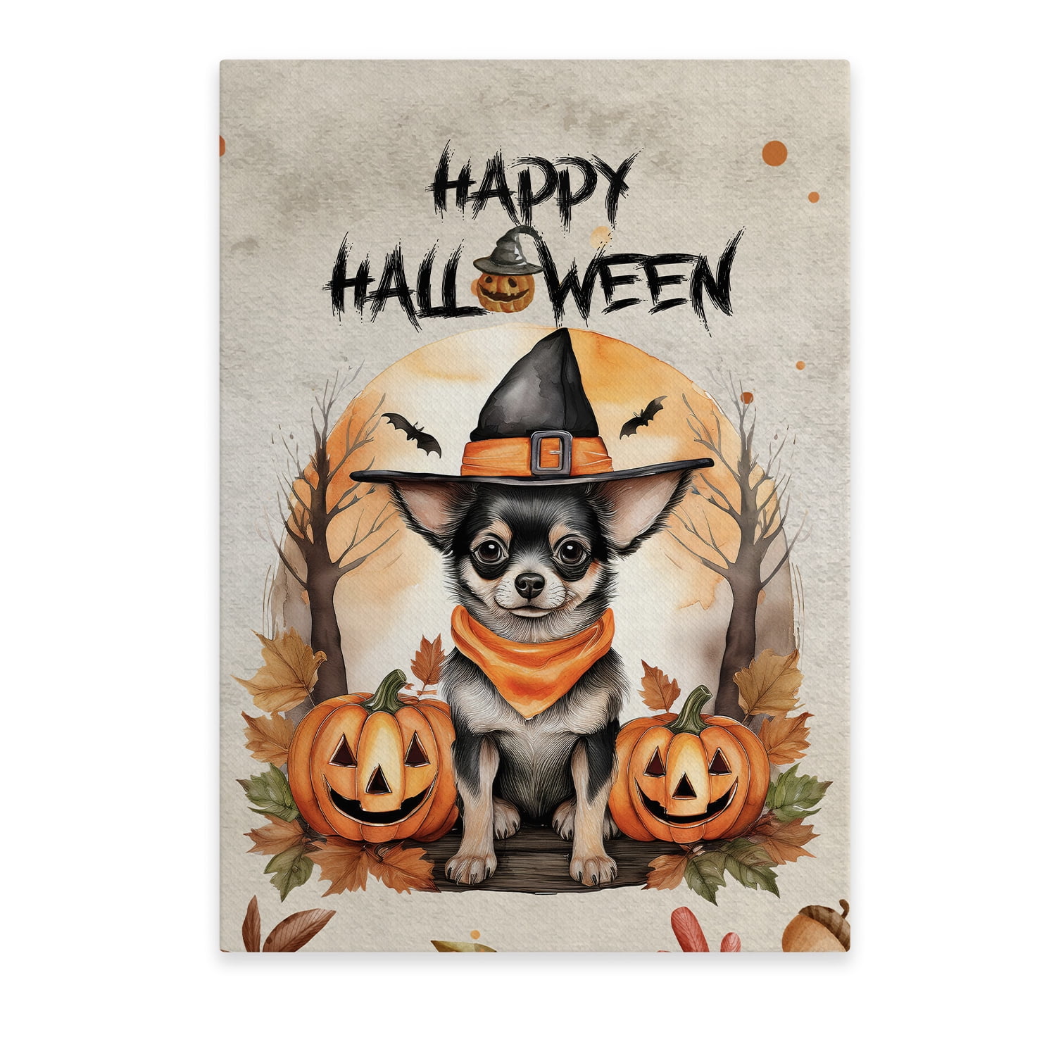 Happy Halloween Chihuahua Witches Hat Pumpkin Carving Vertical Matte ...
