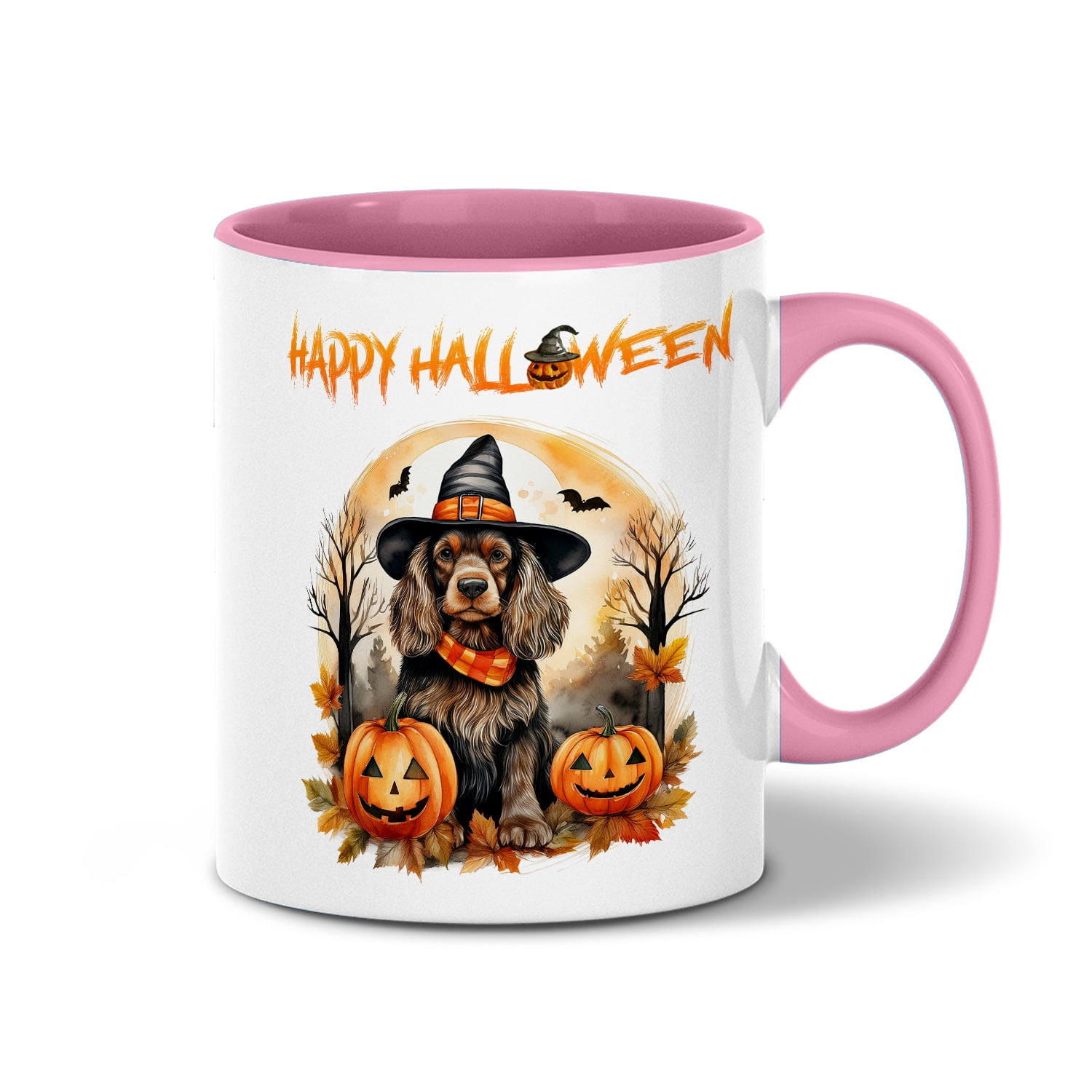 Happy Halloween Cocker Spaniel Witches Hat Pumpkin Carving 11oz Accent ...