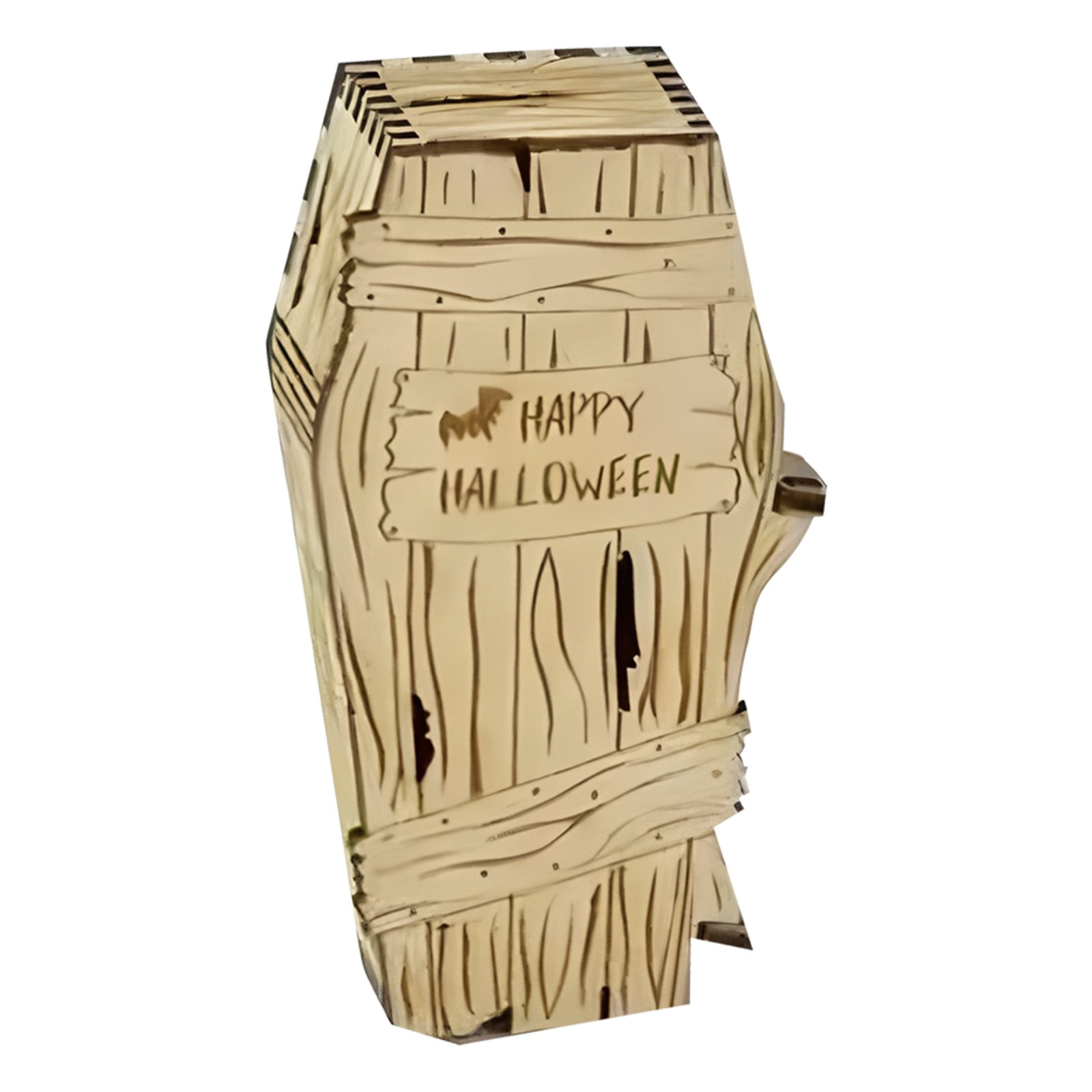 Happy Halloween Coffin Decoration - Large Wooden Coffin Prop for Spooky ...