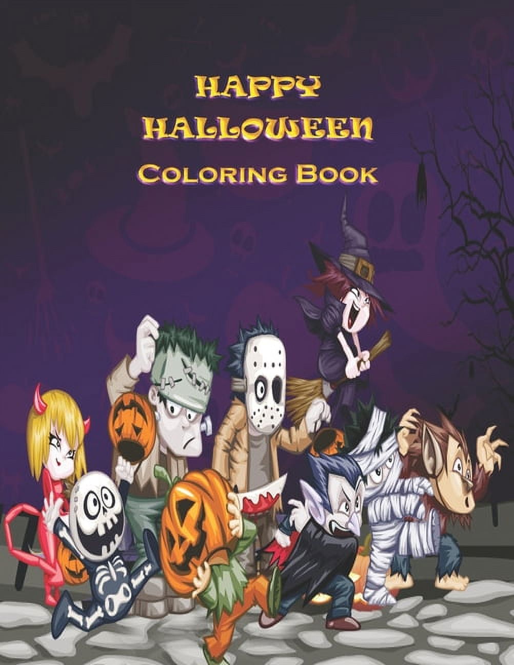 Happy Halloween Coloring Book : Halloween Designs Including Ghosts ...
