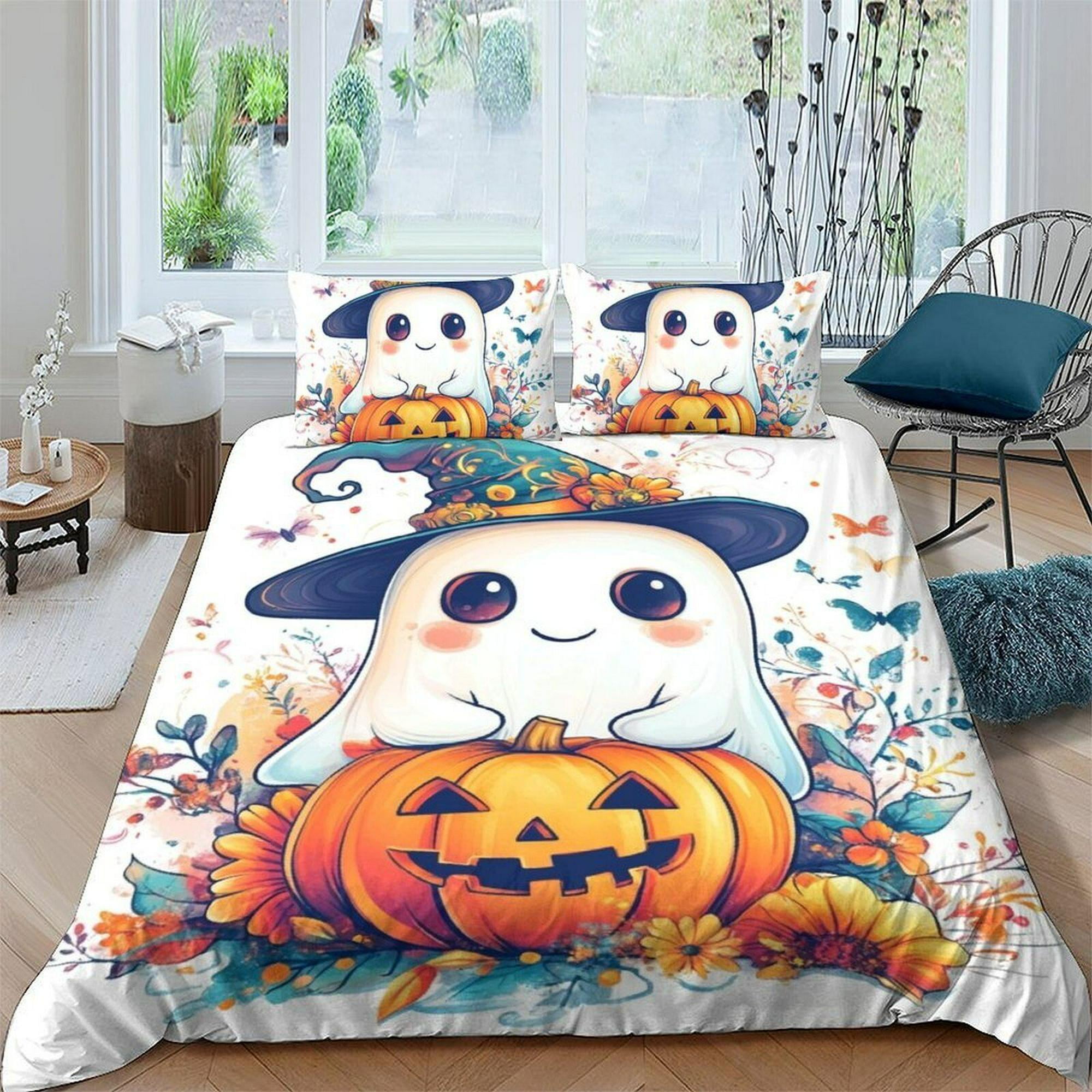 Happy Halloween Comforter Cover Set Cute Ghost Pumpkin Printed ...