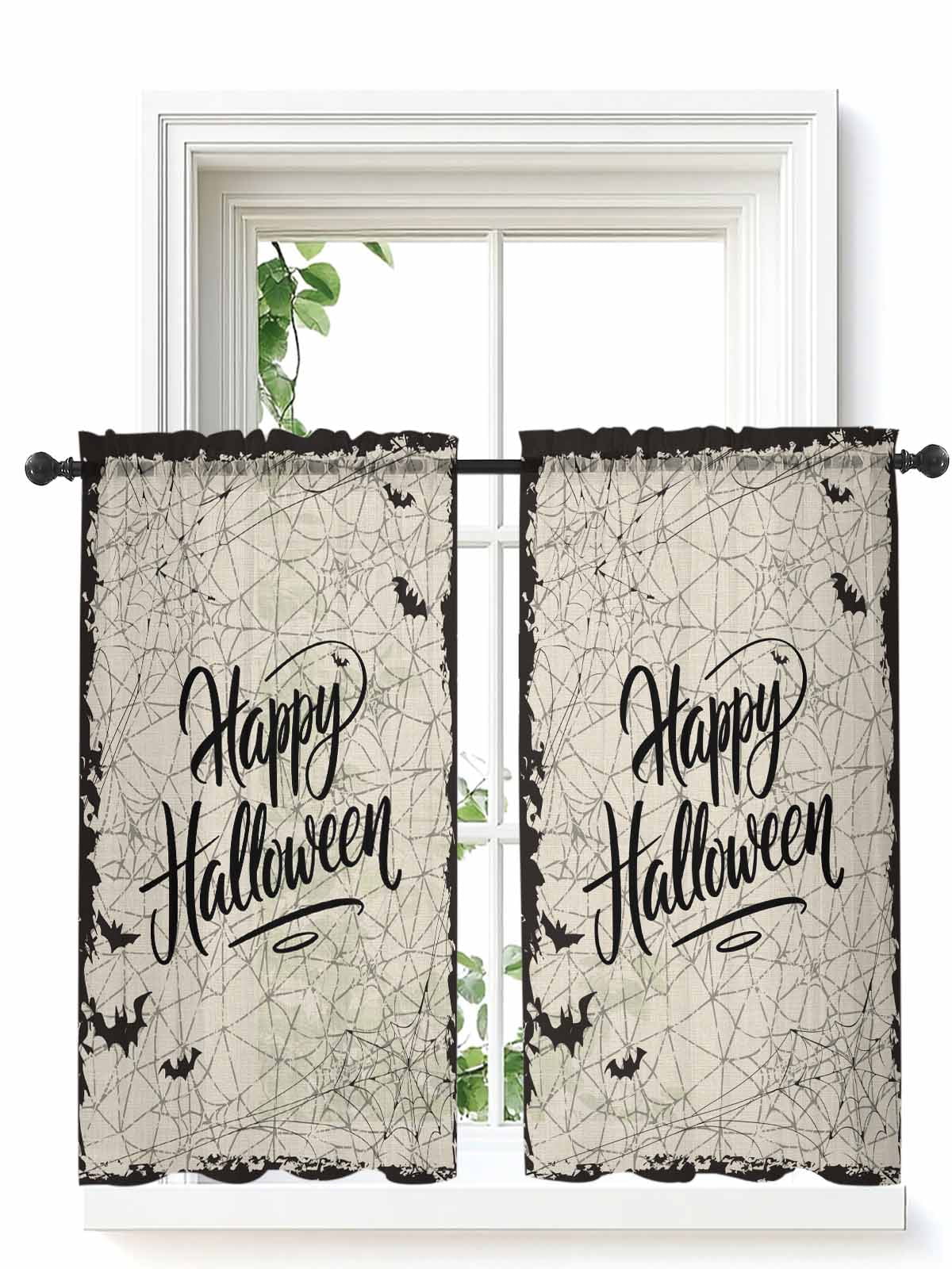 Happy Halloween Curtains 45 Inch Length,Sheer Curtains for Bedroom ...