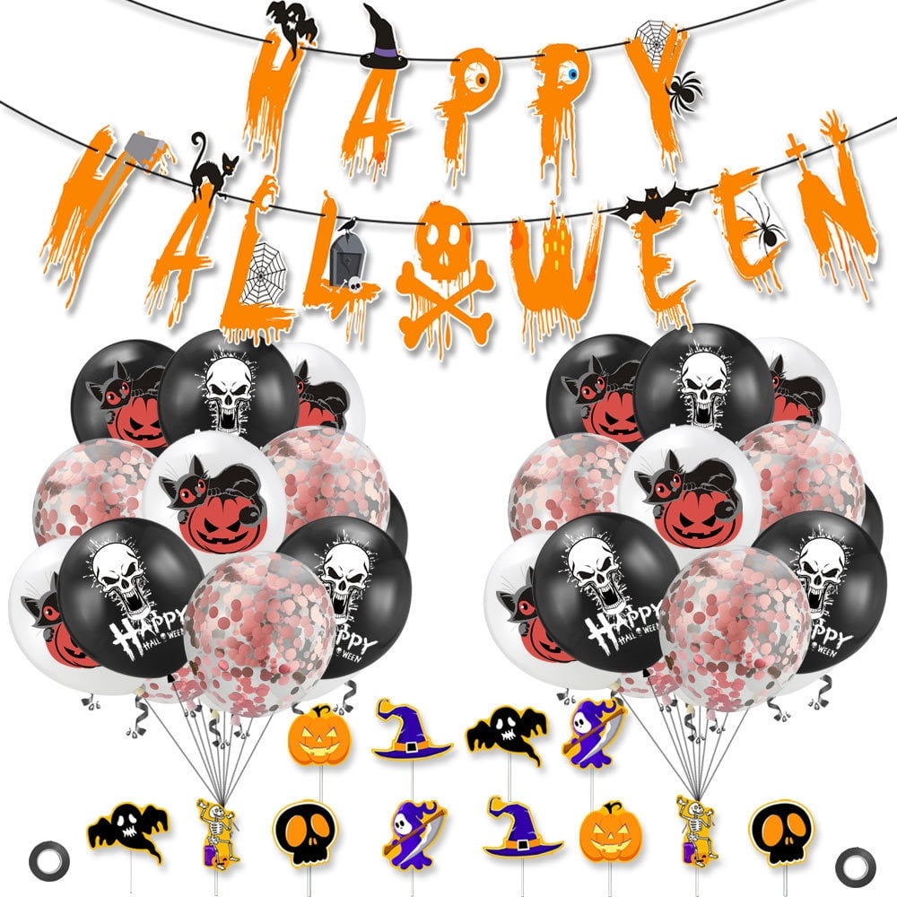 Happy Halloween Decorations, Halloween Decor with Banner, Skull ...