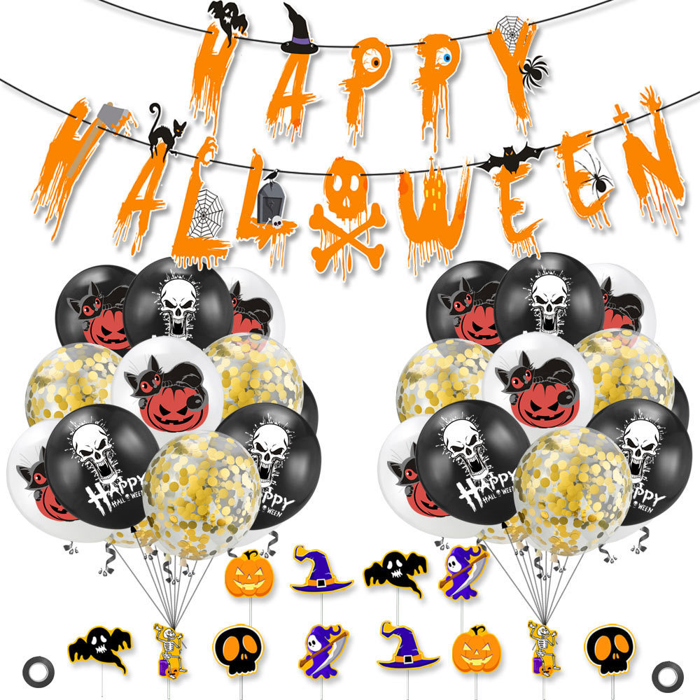 Happy Halloween Decorations, Halloween Decor with Banner, Skull ...