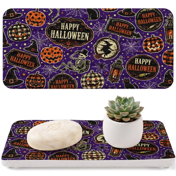 Happy Halloween Diatomaceous Earth Coasters, Dark Horror Pumpkin ...
