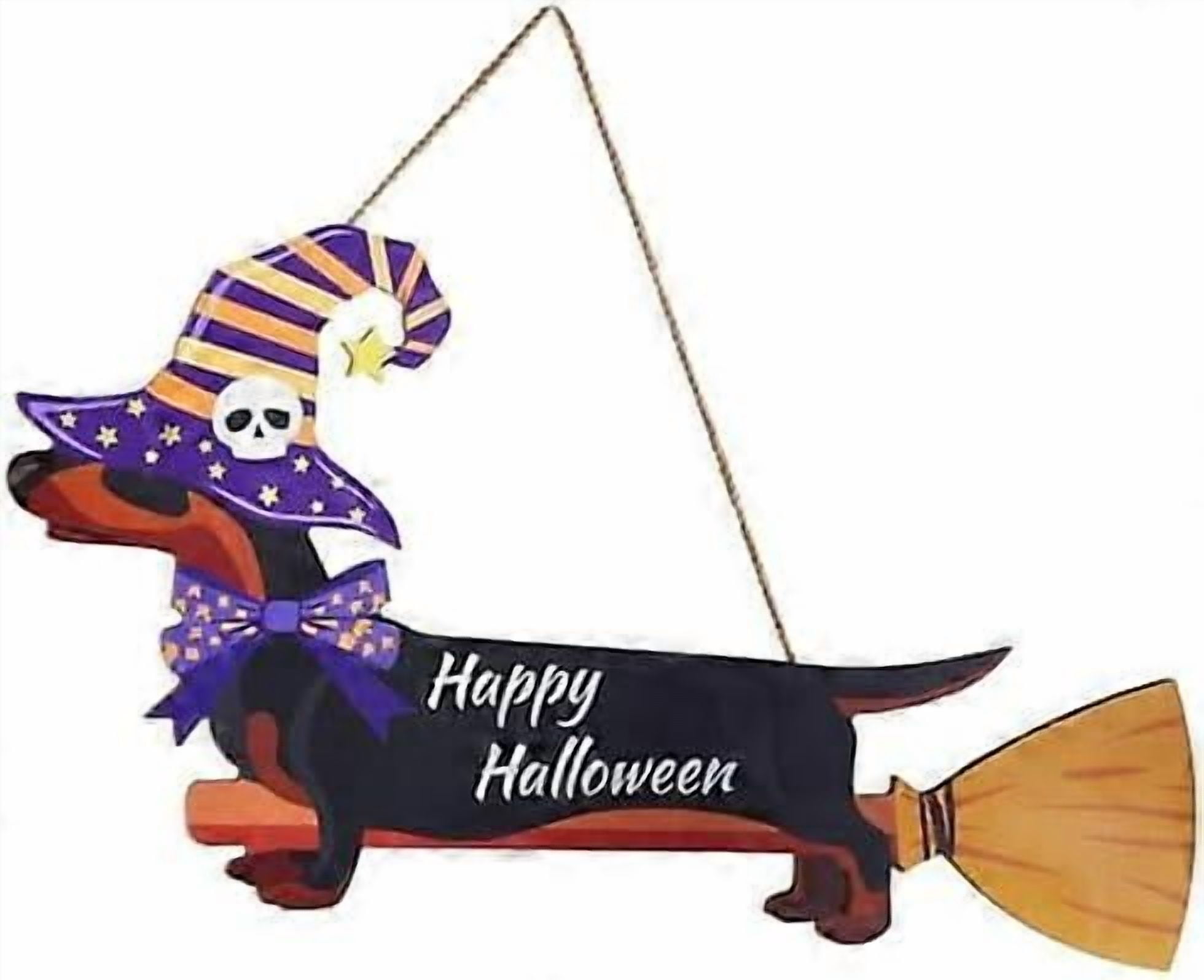 Happy Halloween Door Sign Dachshund Wooden Halloween Welcome Sign for ...
