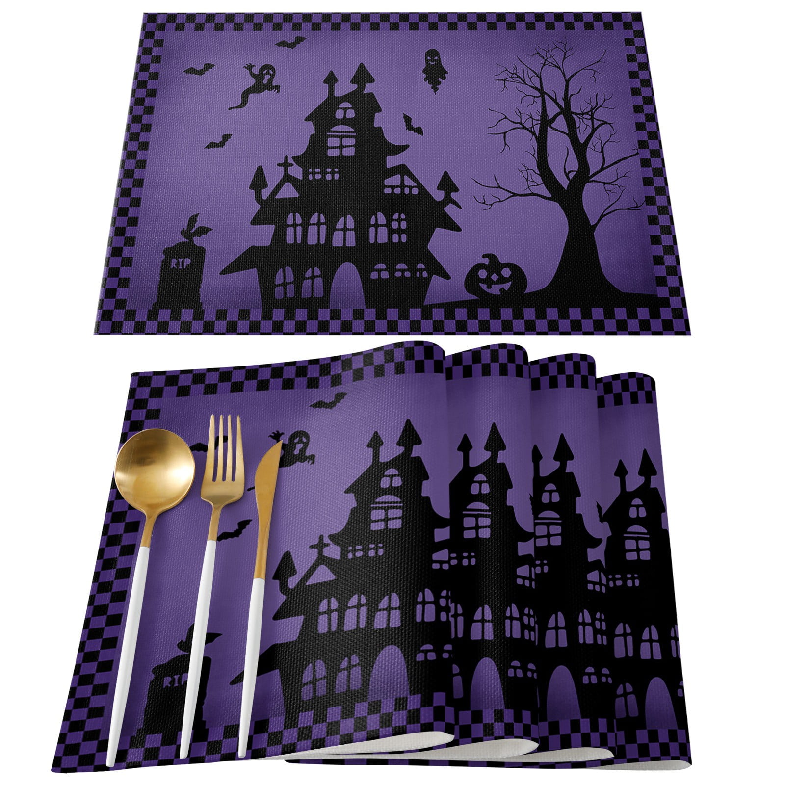 Happy Halloween Fall Pumpkin Placemats Table Mats Set of 1 Spooky Ghost ...