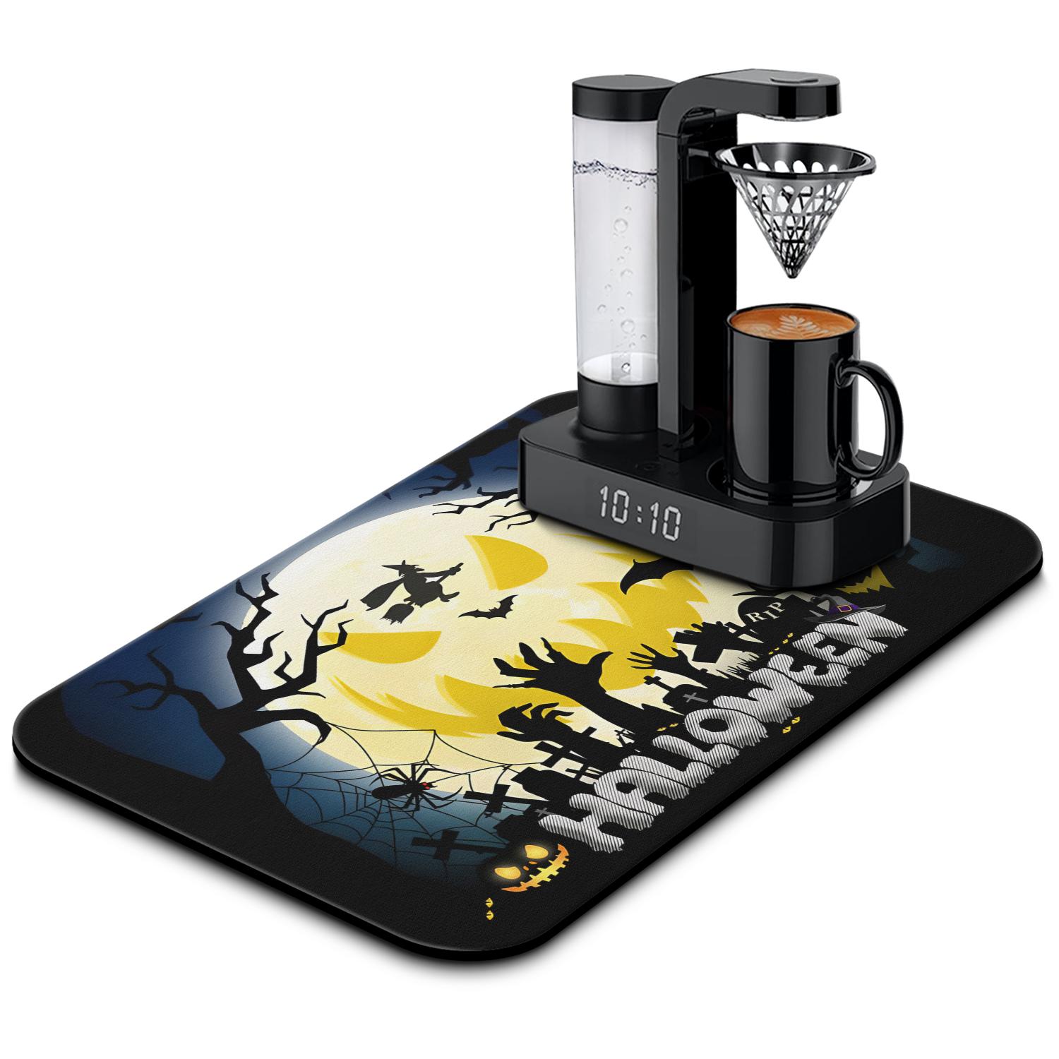 Happy Halloween Fall Pumpkin Witch Coffee Drying Mat 19.5x12in for ...