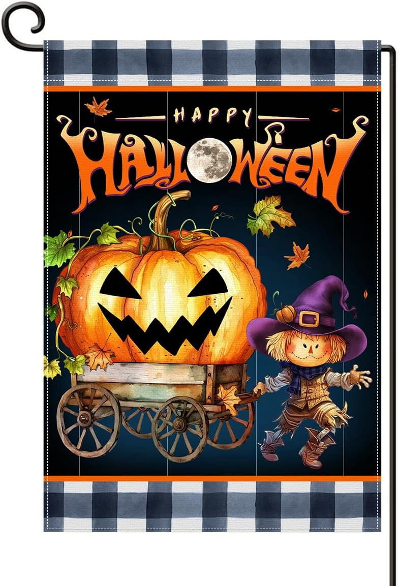 Happy Halloween Flag - Scarecrow For Garden Fall Flags Double Sided ...